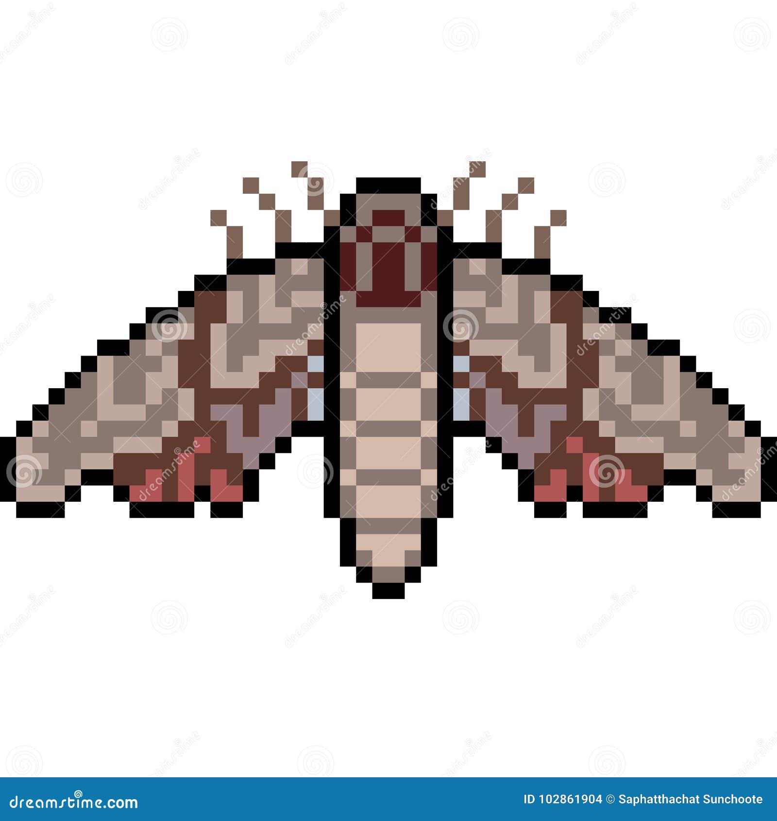 Pixel art insect moth stock vector. Illustration of moth - 102861904