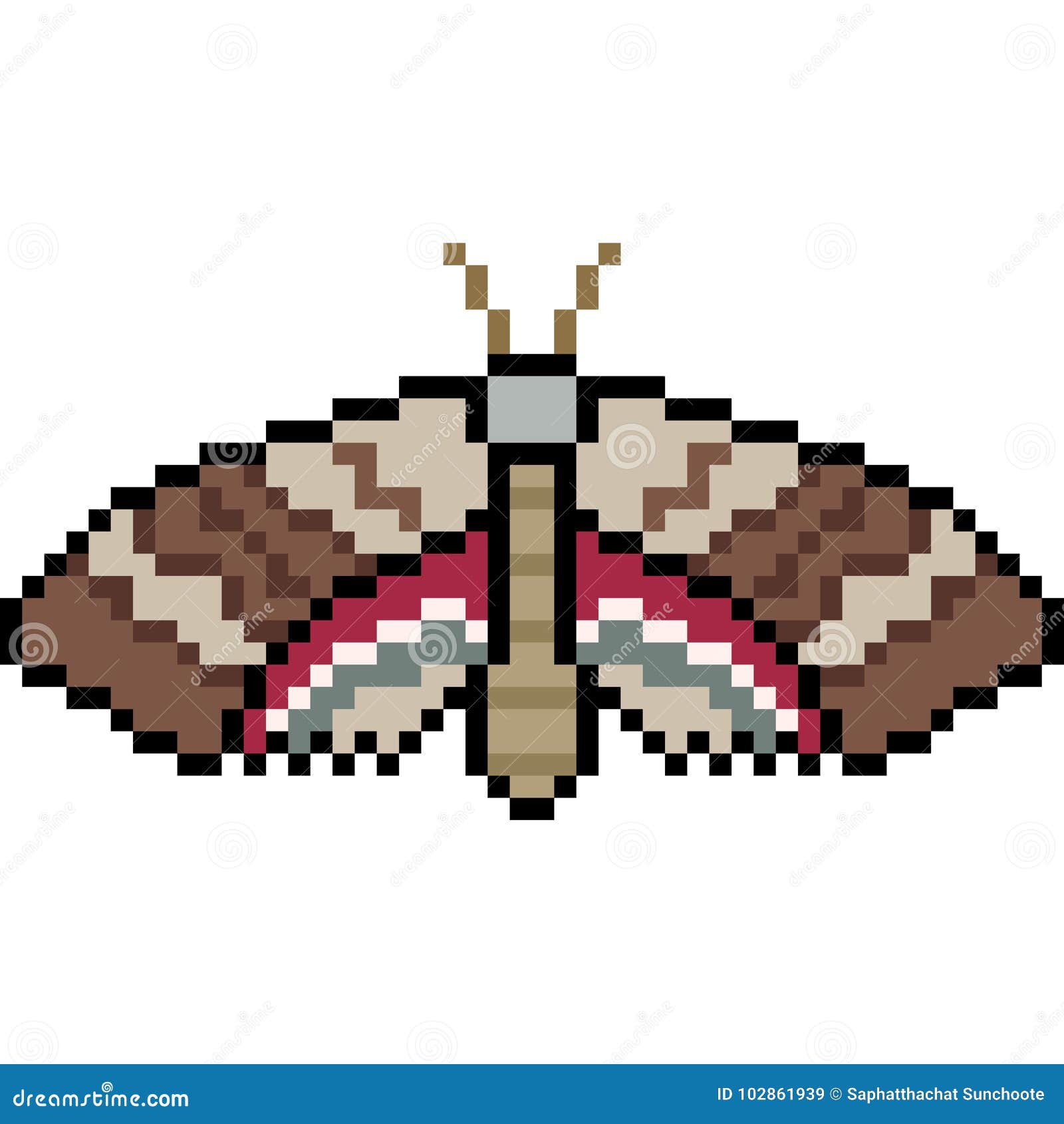 Pixel art insect moth stock vector. Illustration of insect - 102861939