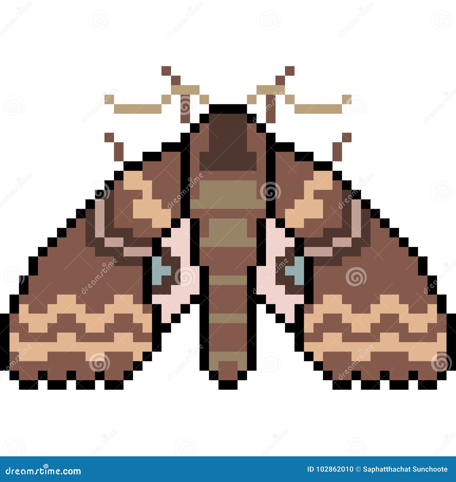 Pixel art insect moth stock vector. Illustration of cartoon - 102862010