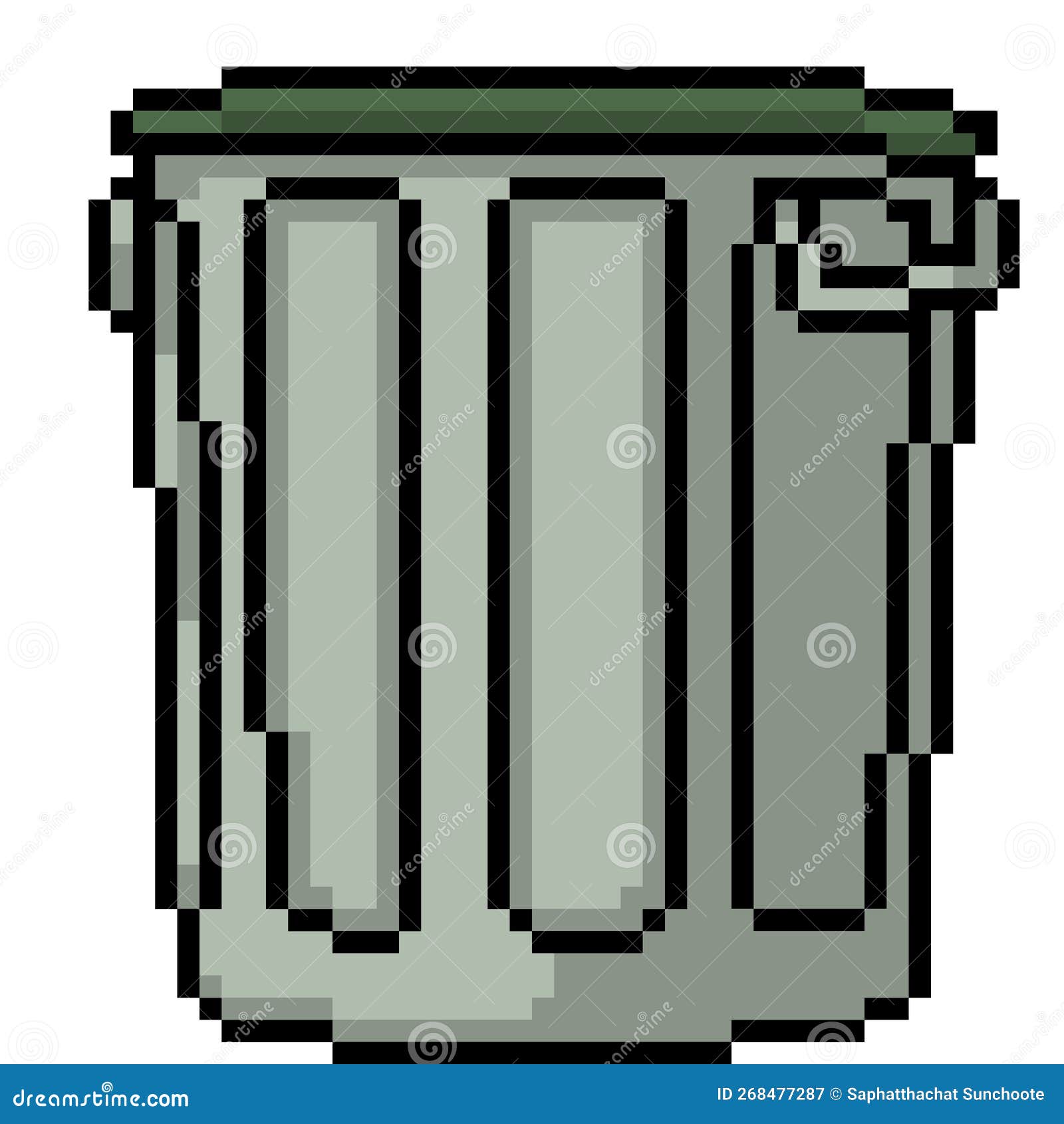Pixel art iron garbage can stock vector. Illustration of white - 268477287