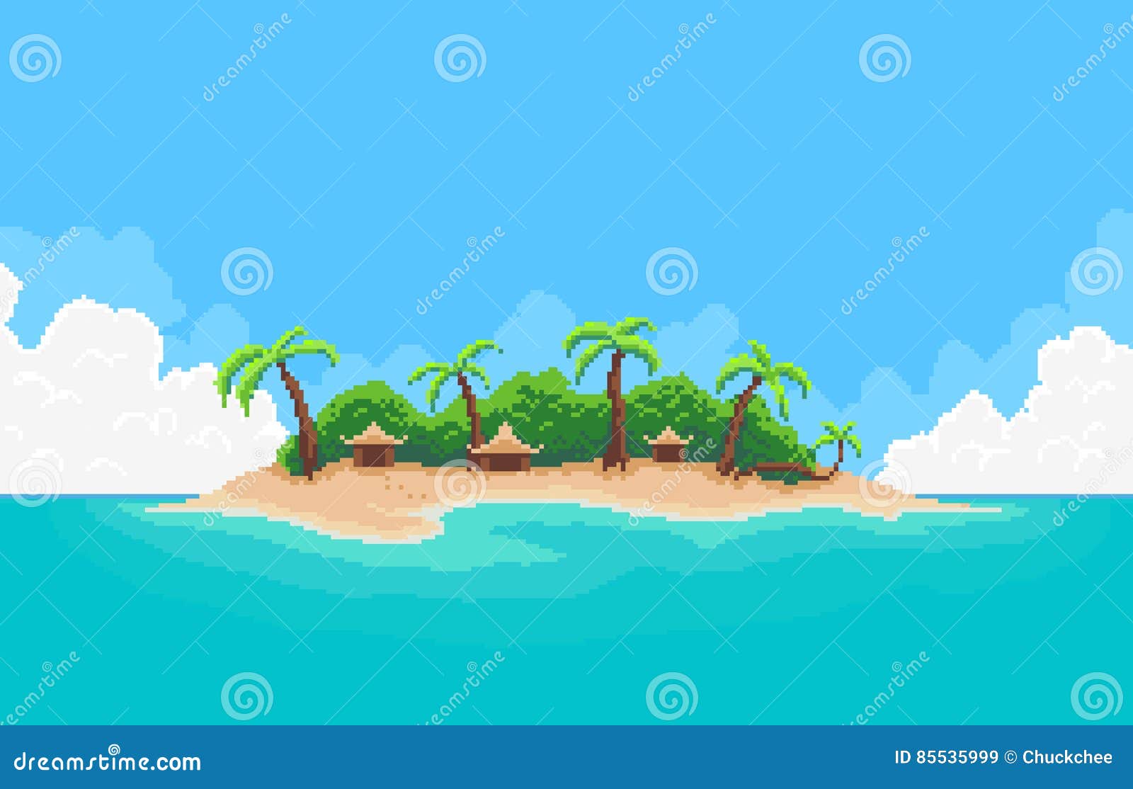 Pixel Island: A Stunning 8bit Pixel Art Game With Lush Landscapes Stock ...
