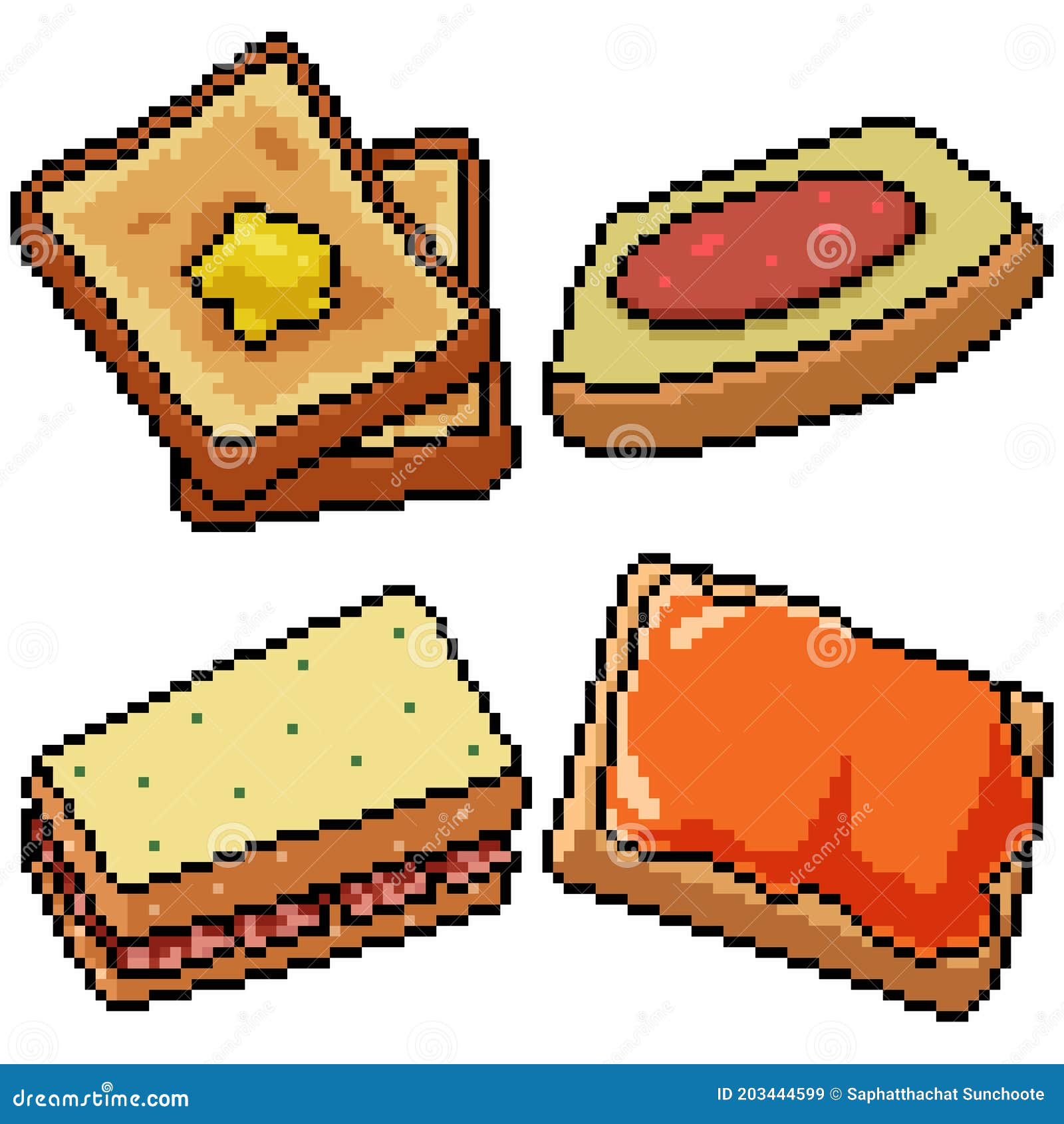 Pixel Art Isolated Breakfast Bread Cartoon Vector | CartoonDealer.com ...