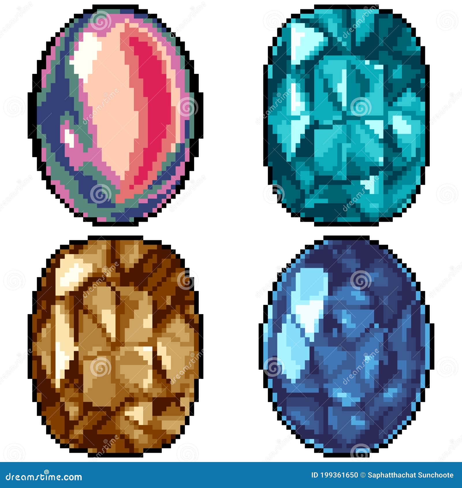 Pixel Art Isolated Colorful Gemstone Stock Vector - Illustration of ...
