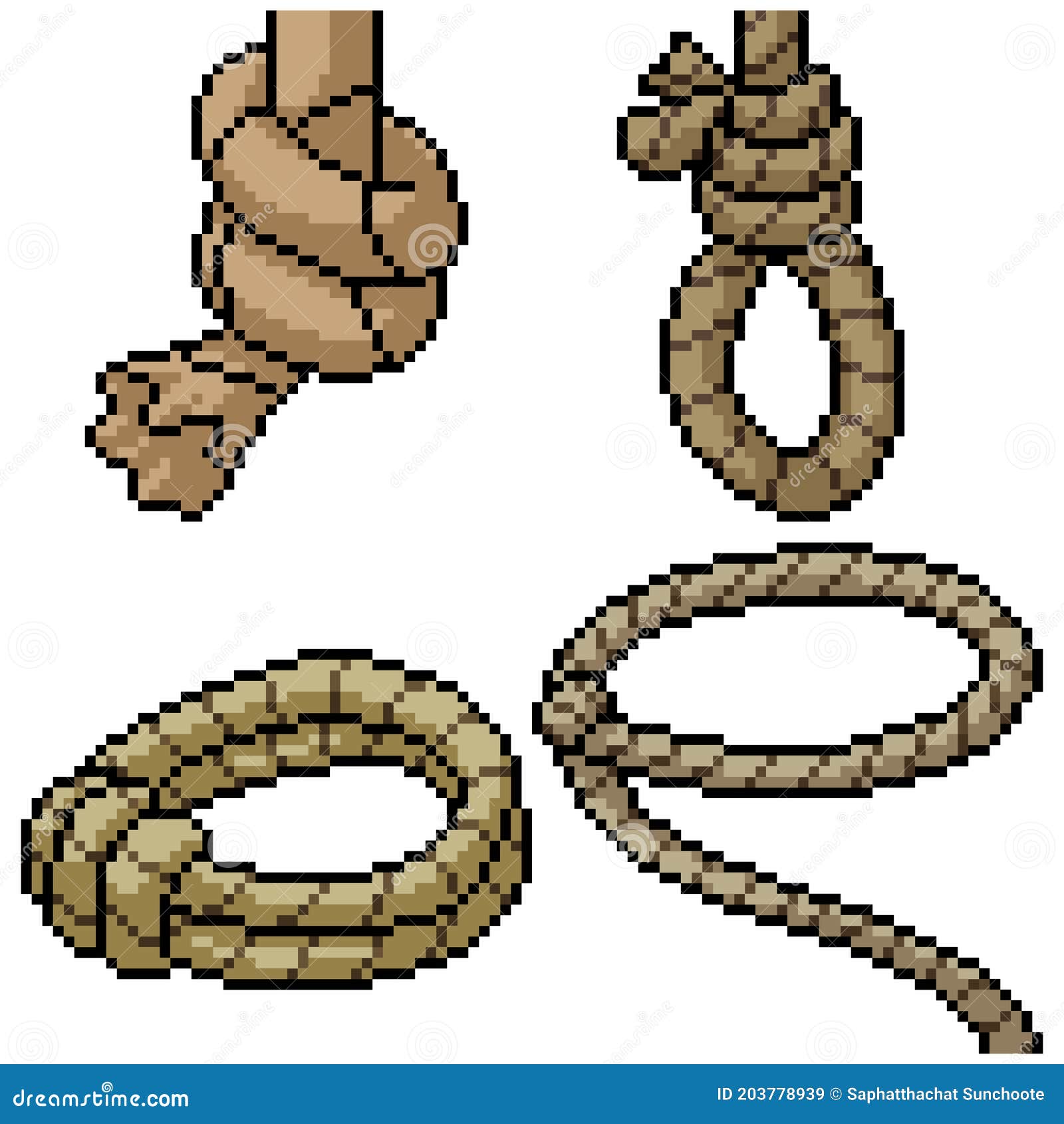 Pixel Art Isolated Cowboy Rope Stock Vector - Illustration of vector ...