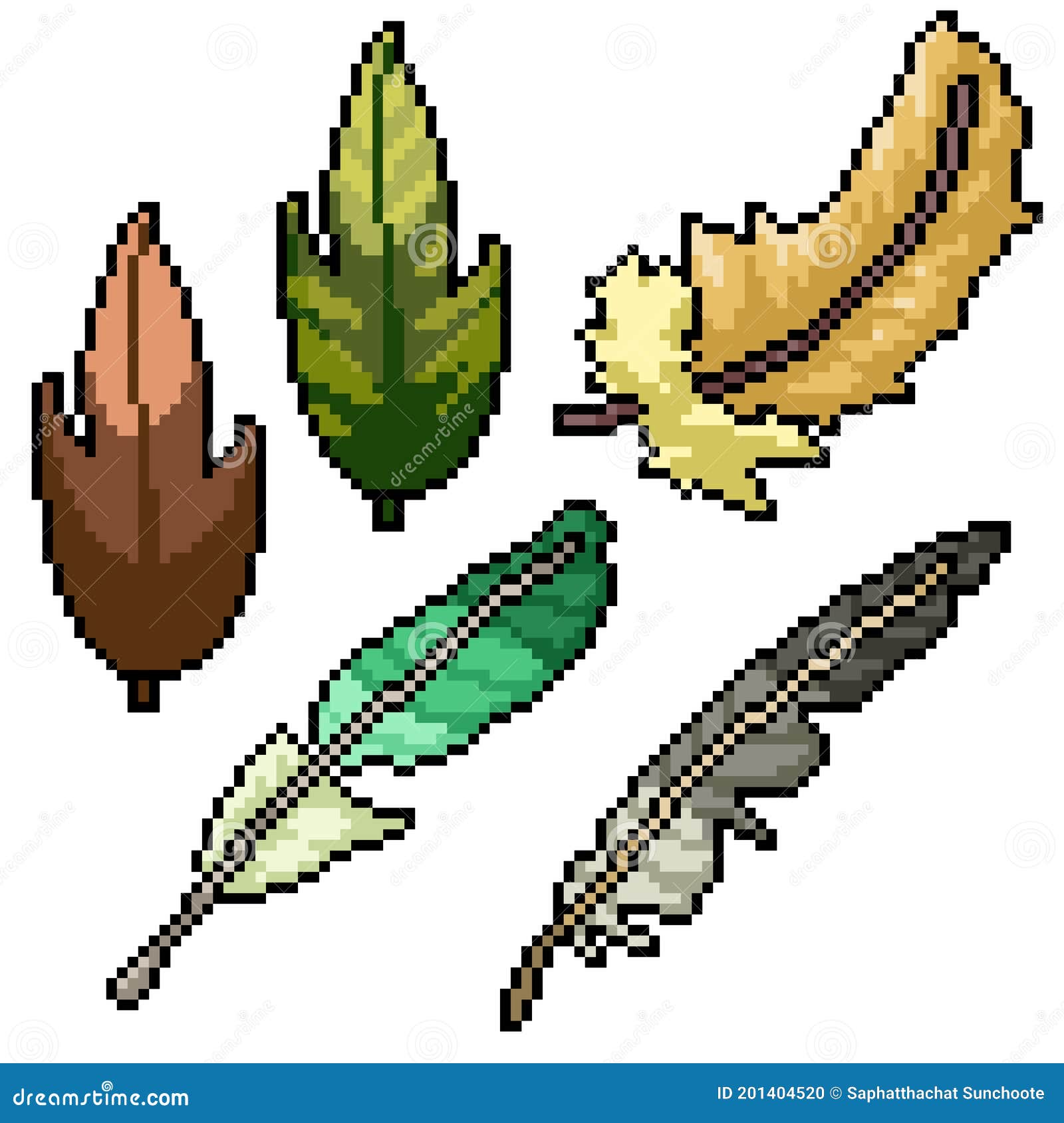 Pixel Art Isolated Feather Decoration Stock Vector - Illustration of ...