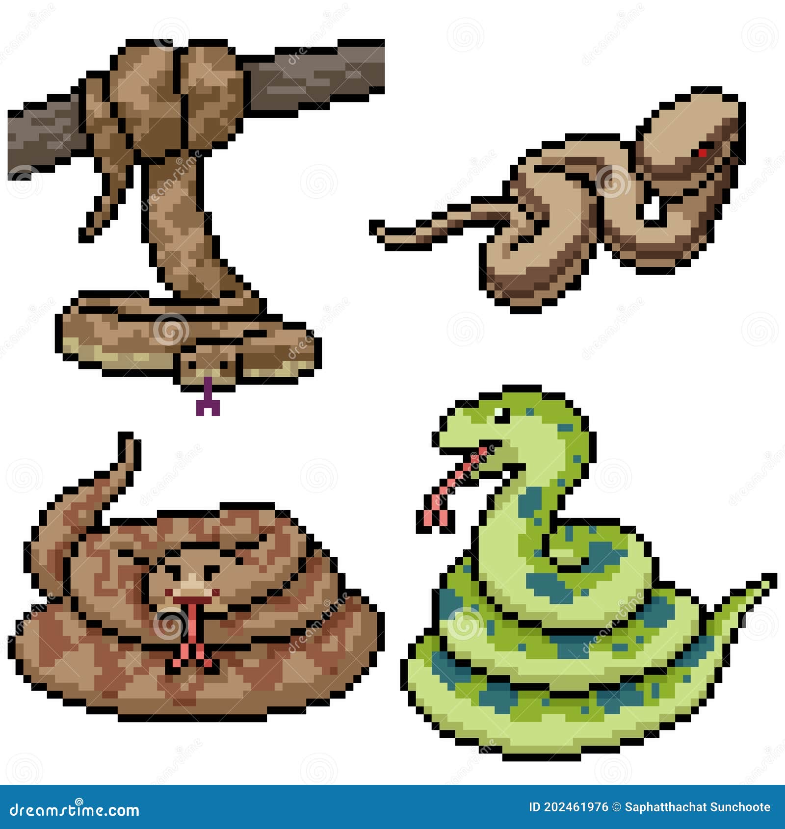 8 Bit Pixel Of Snake. Animal Pixel In Vector | CartoonDealer.com #274822936