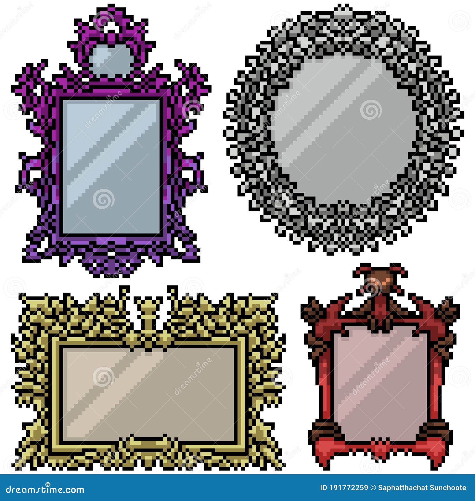 Pixel Art Isolated Luxury Mirror Stock Vector - Illustration of vector ...