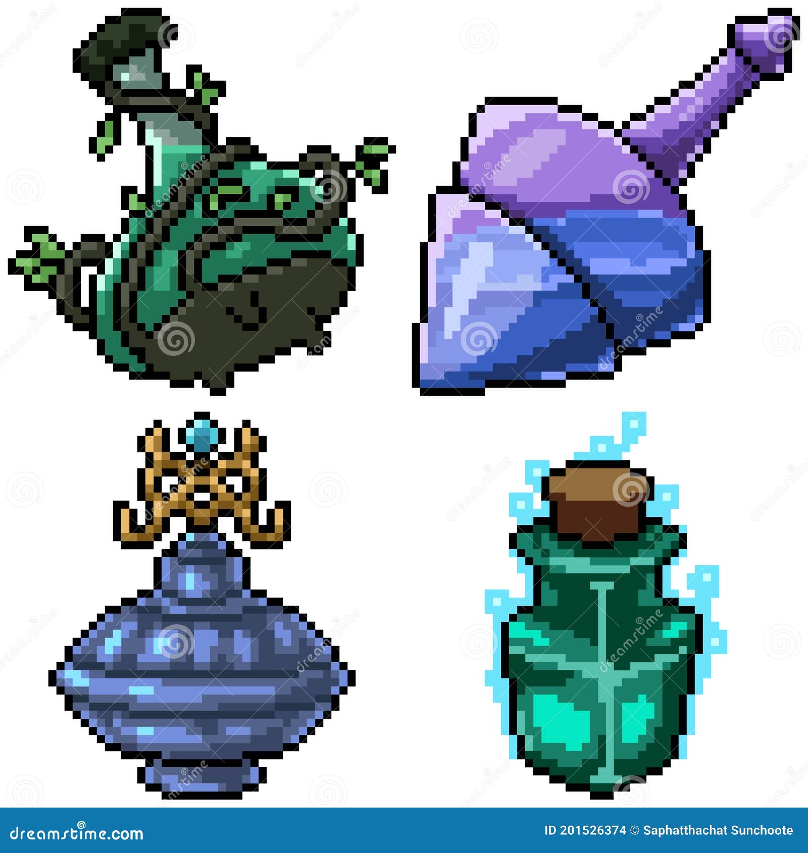 Pixel Art Potion Sparkling Purple Poison Bottle, Game Design Retro 8 ...