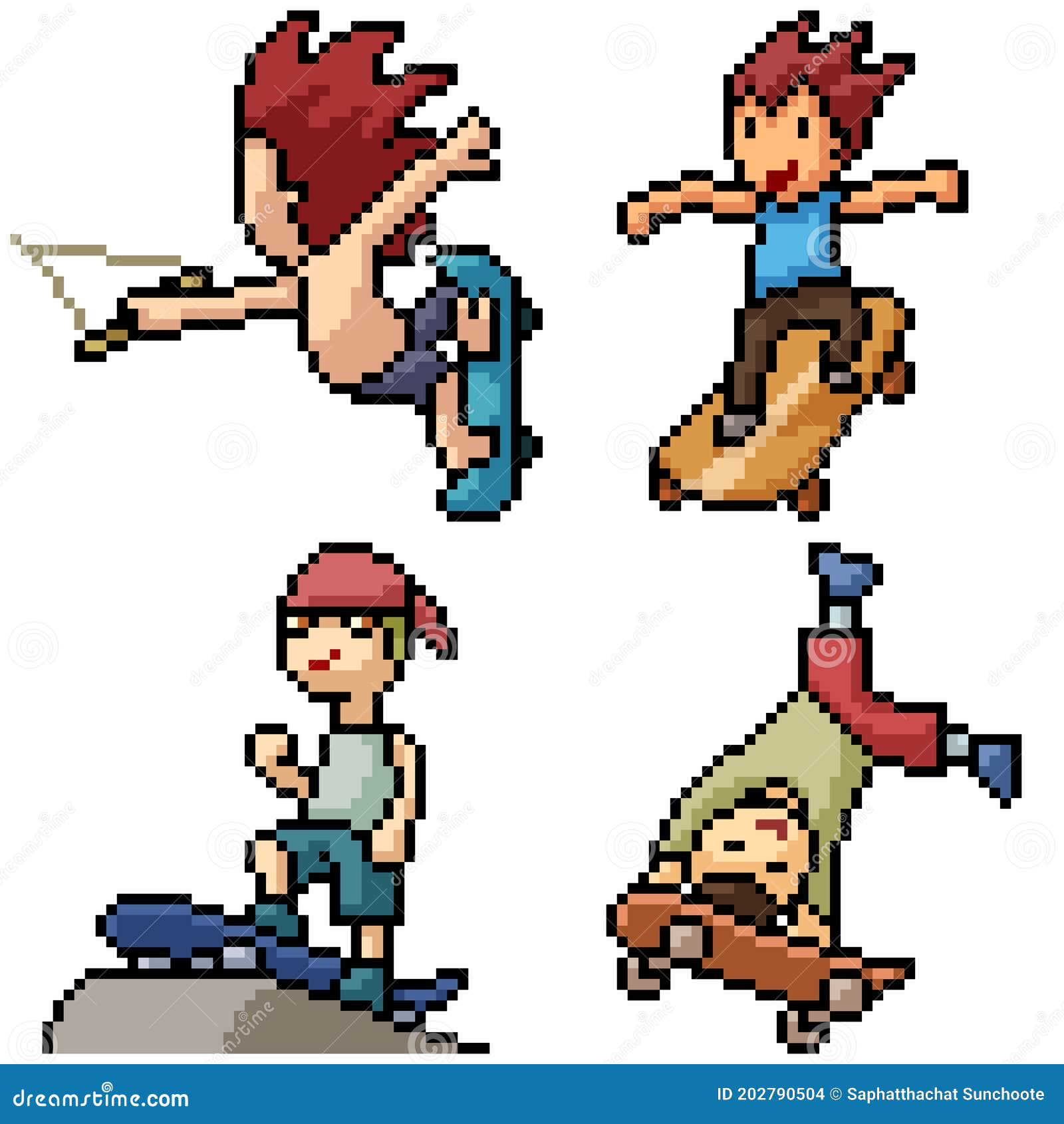 Skateboard Pixel Art. Board For Riding 8 Bit. Old Game Graphics Vector ...