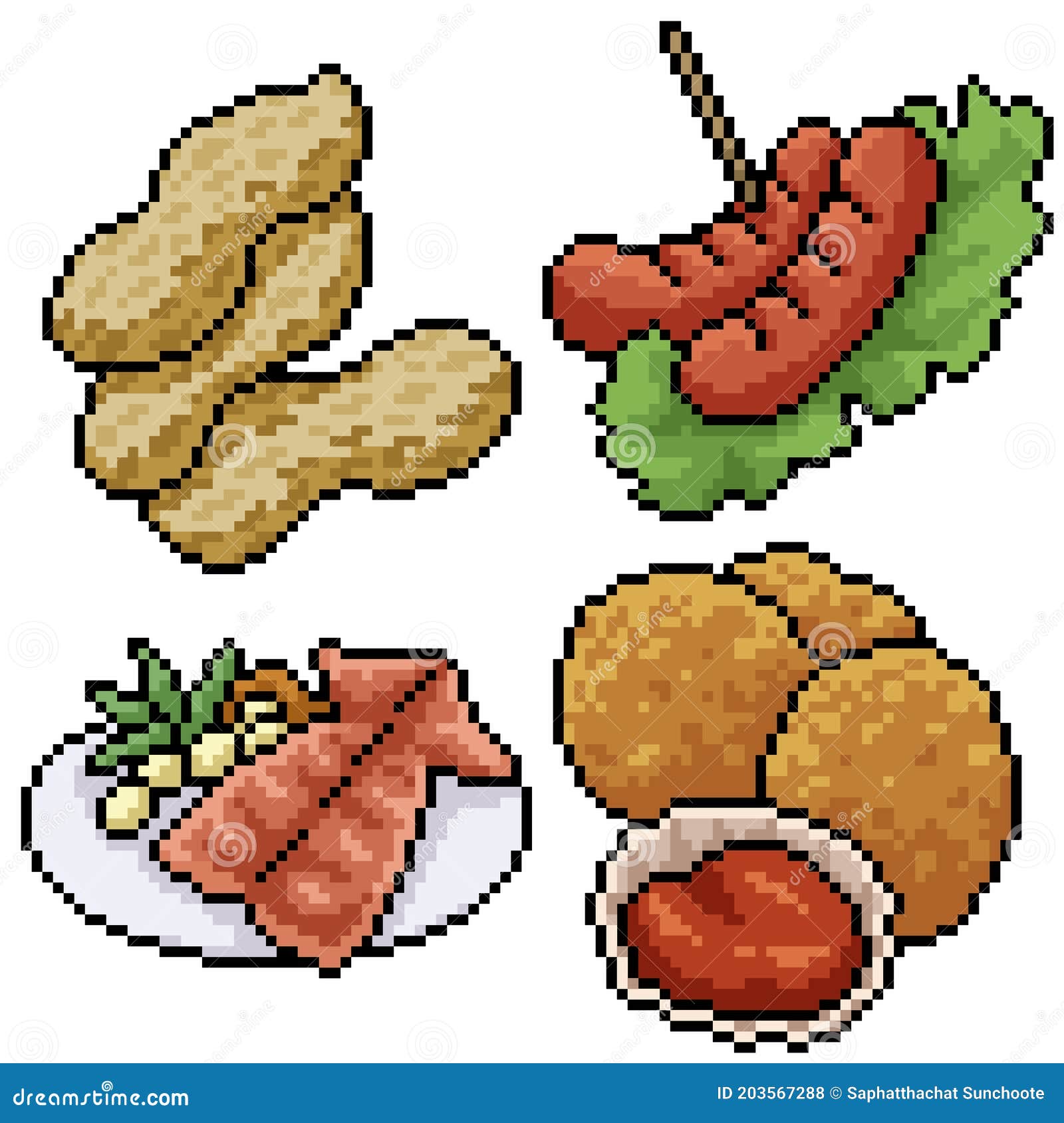 Pixel Art Isolated Snack Meal Stock Vector - Illustration of nugget ...