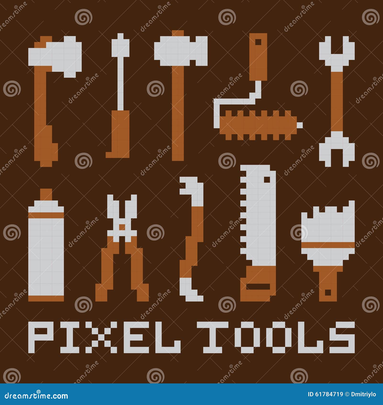 Pixel Art Isolated Tools Vector Set Stock Vector - Illustration of ...