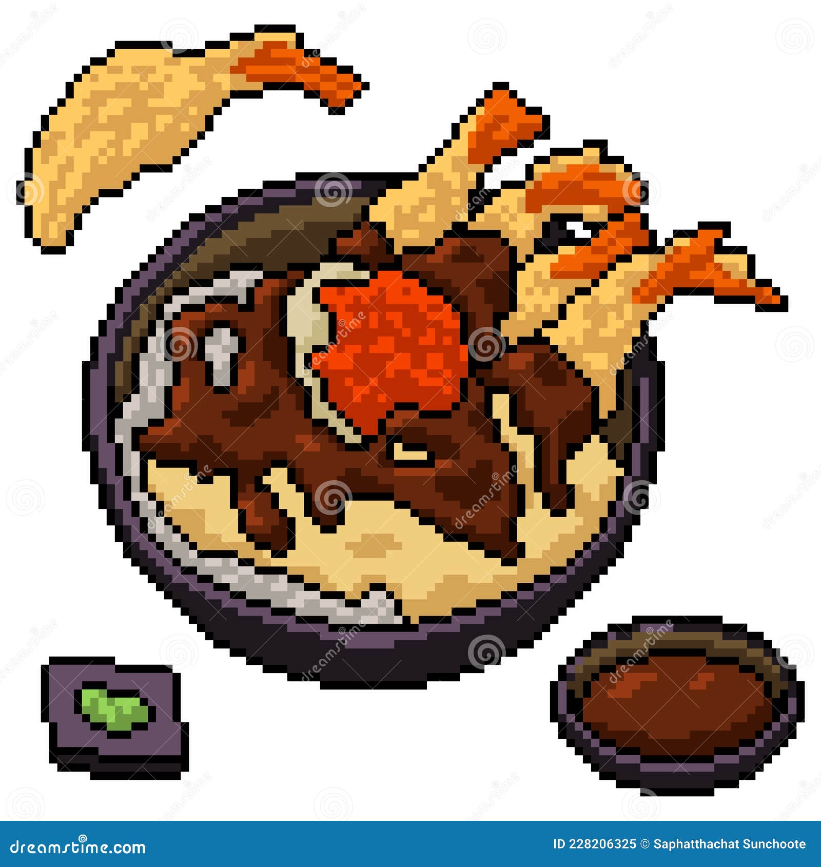 Pixel Art Japanese Food Bowl Stock Vector - Illustration of white, meal ...