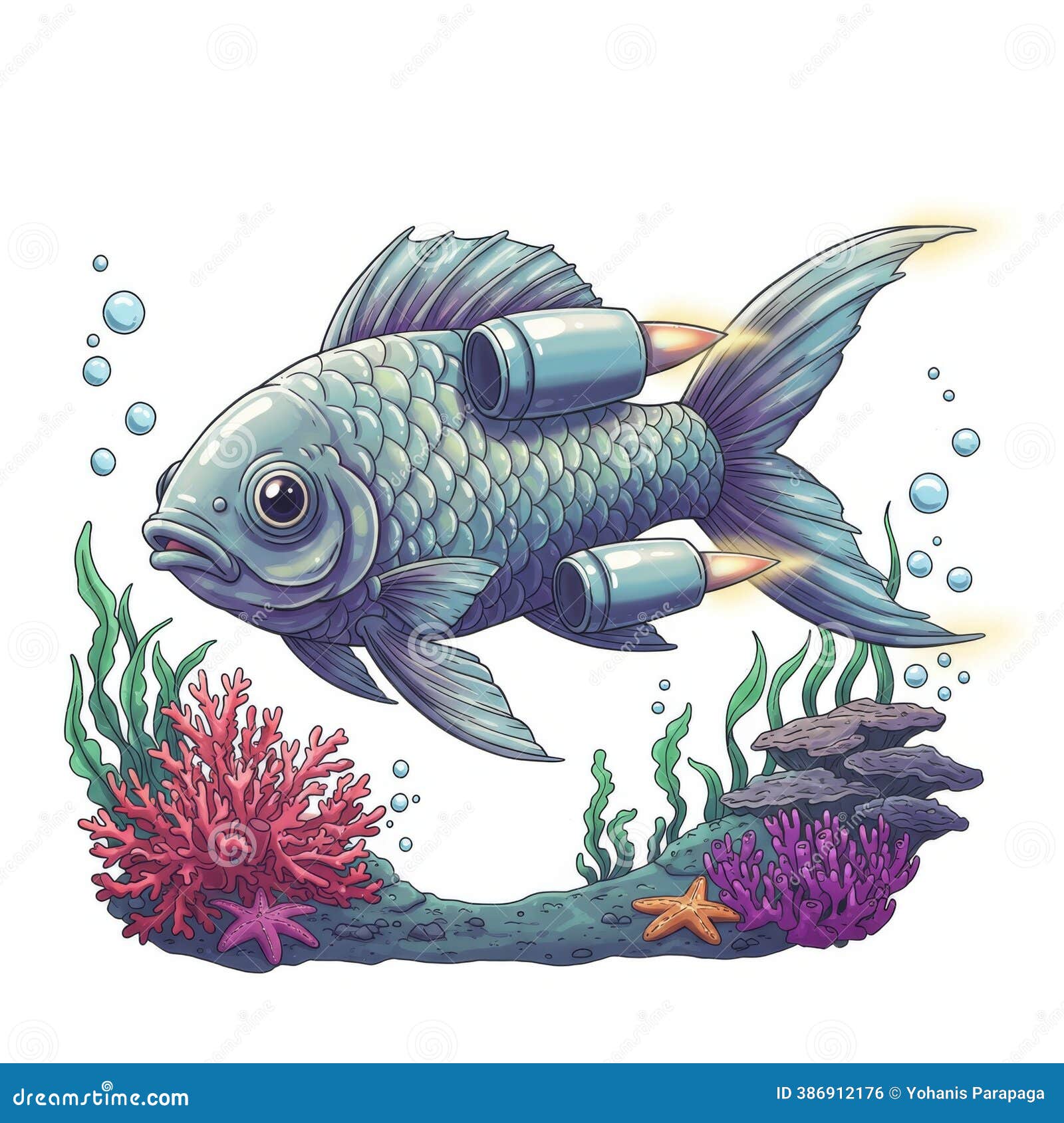 Pixel Art Underwater Scene Shows Sunken Ship Surrounded By Glowing Corals, Fish Schools. Glowing ...