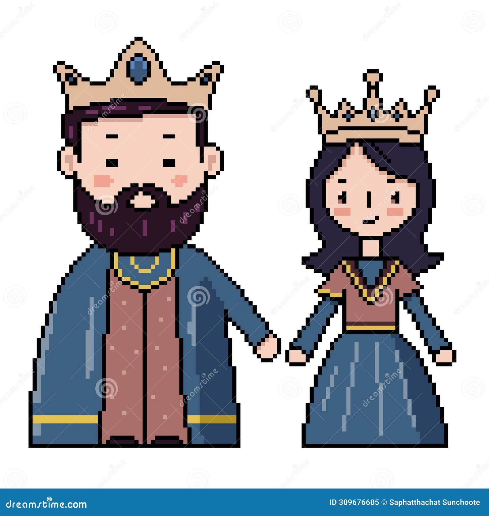Pixel Art Queen Character. Fairytale Personage Vector Illustration ...