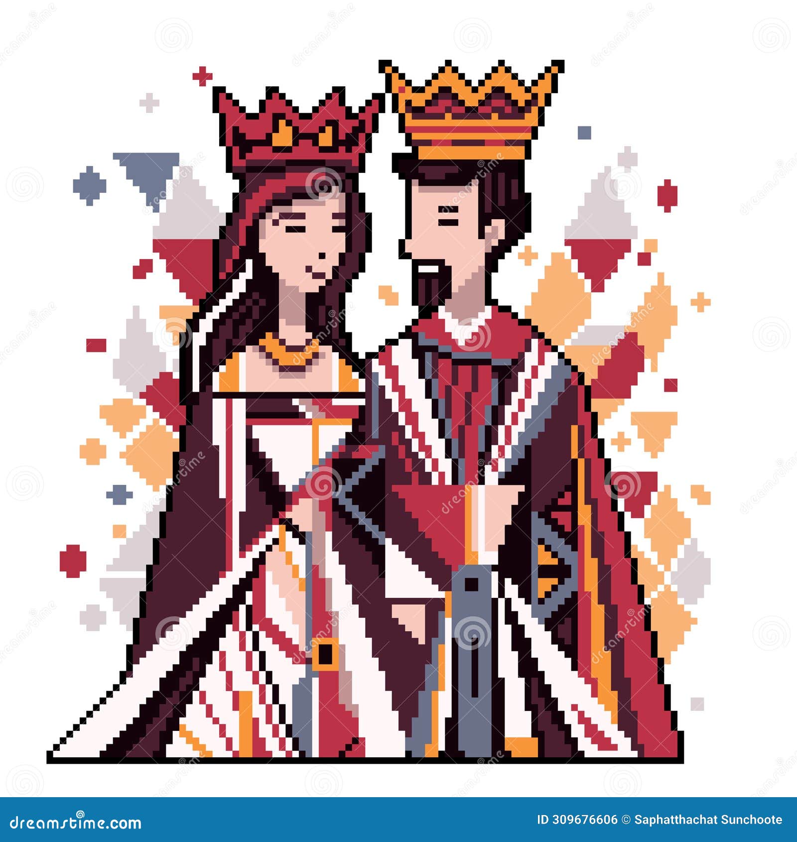 Pixel Art Queen Character. Fairytale Personage Vector Illustration ...