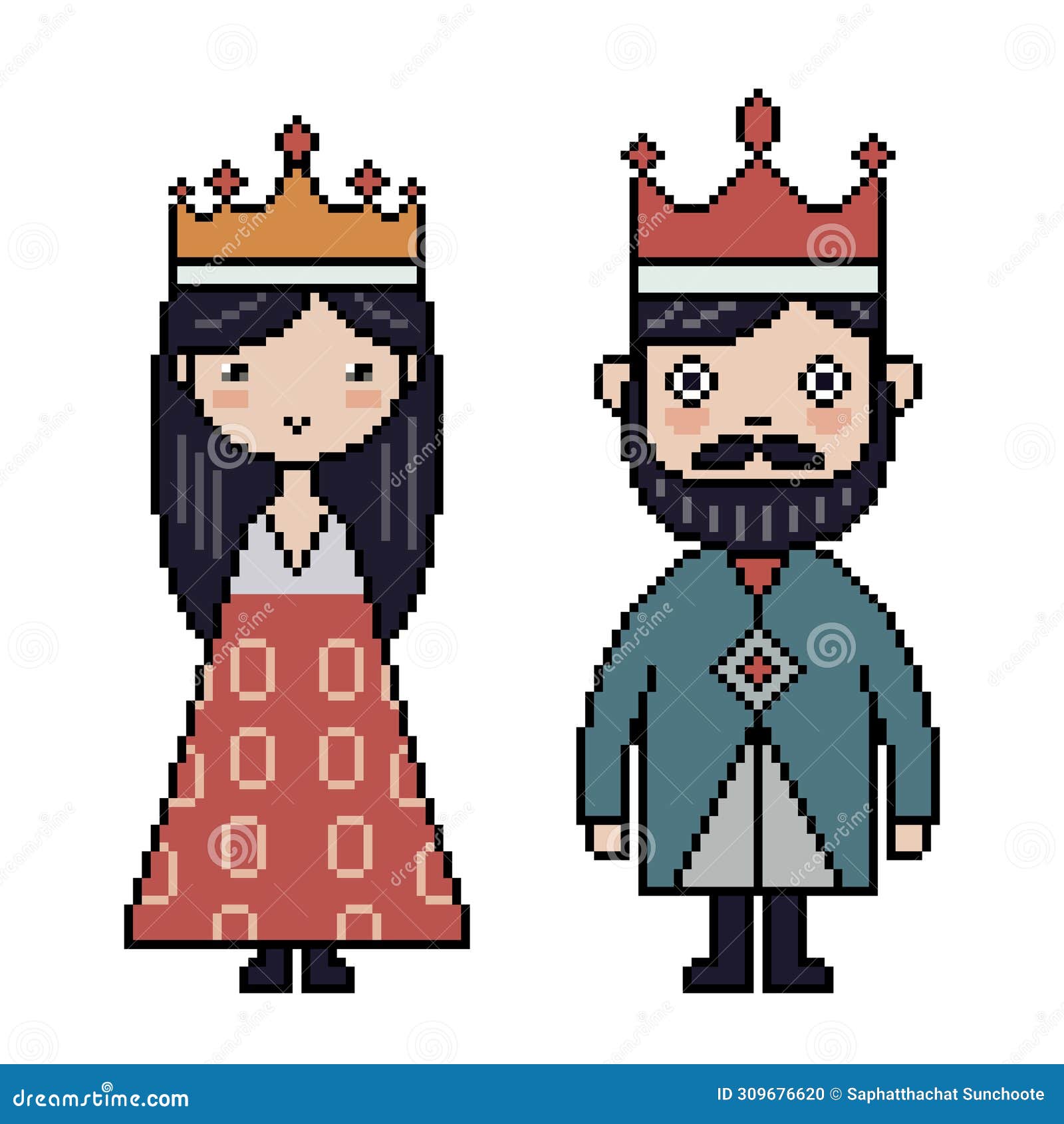 Pixel Art Queen Character. Fairytale Personage Vector Illustration ...