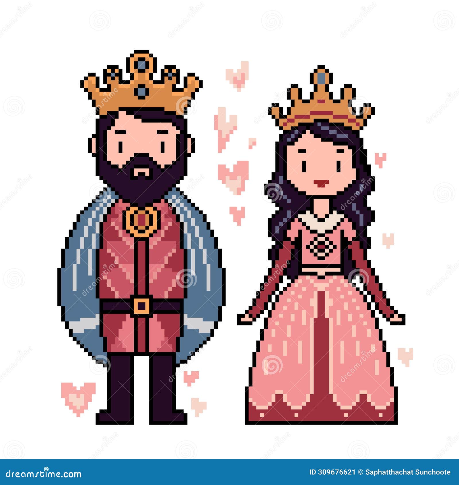 Pixel Art Queen Character. Fairytale Personage Vector Illustration ...
