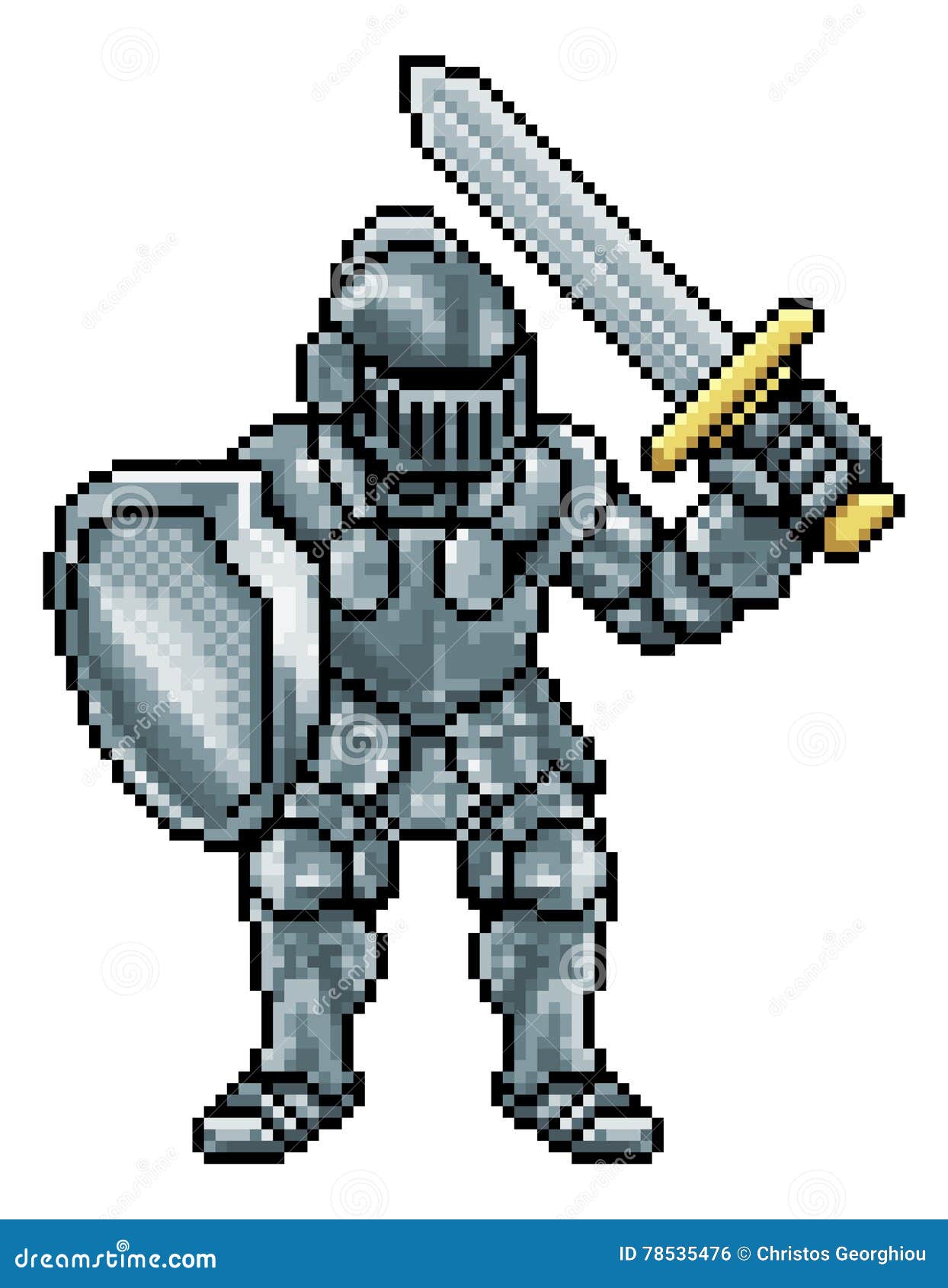 Pixel Art Knight ilustración del vector. Ilustración de cuento - 78535476