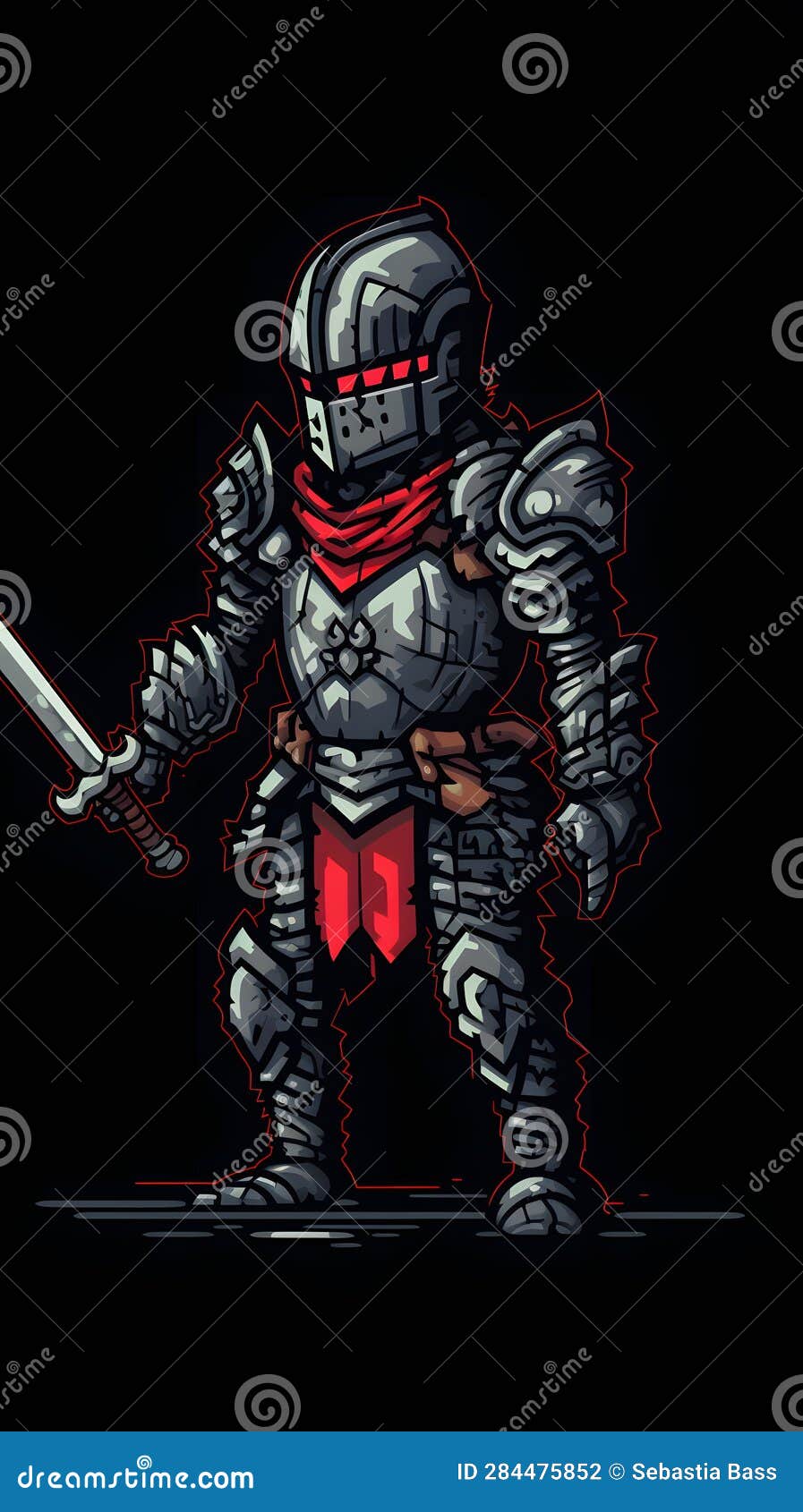 Pixel Art Knight Character for RPG Game, Character in Retro Style for 8 ...
