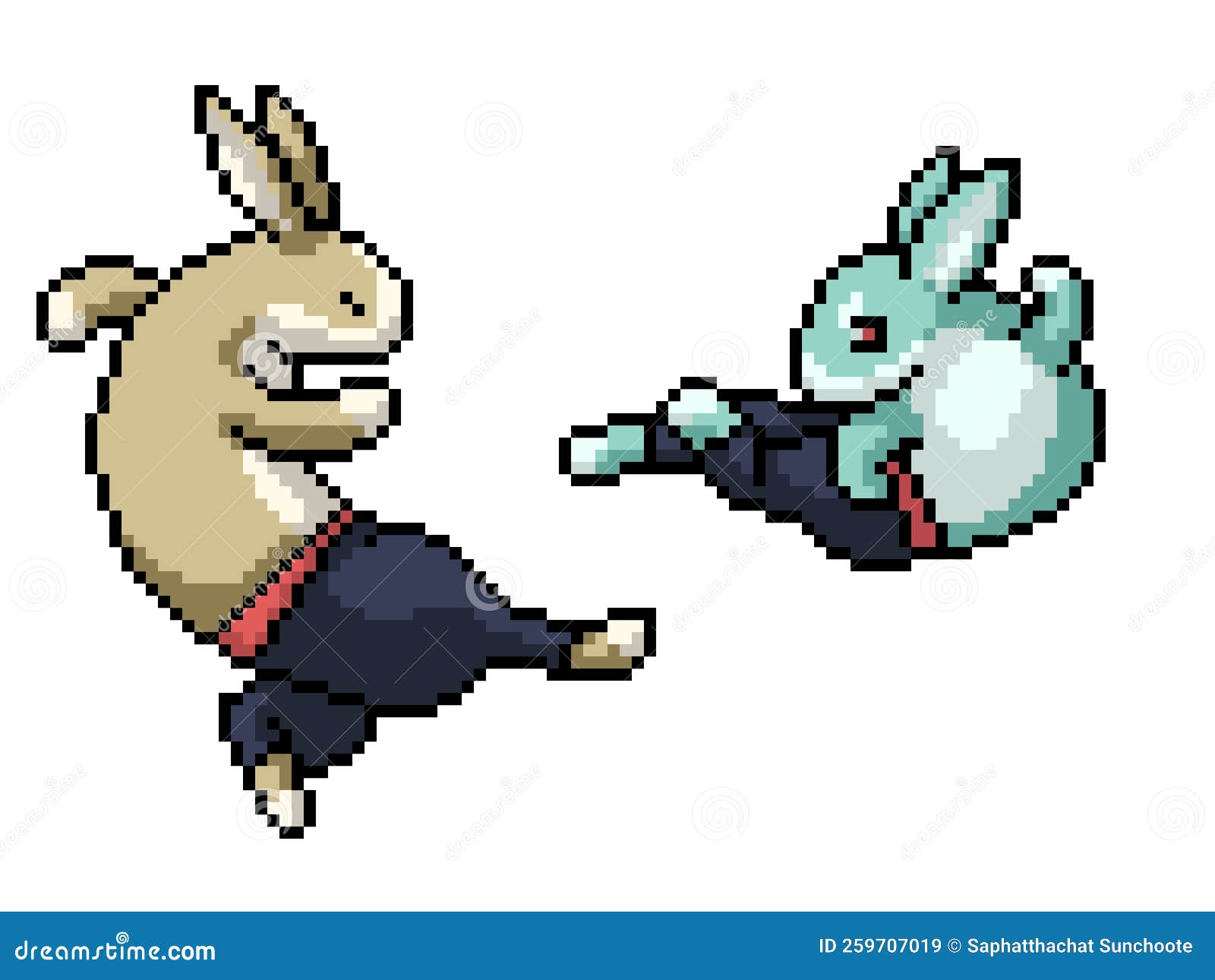 Pixel art kung fu rabbit stock vector. Illustration of kungfu - 259707019