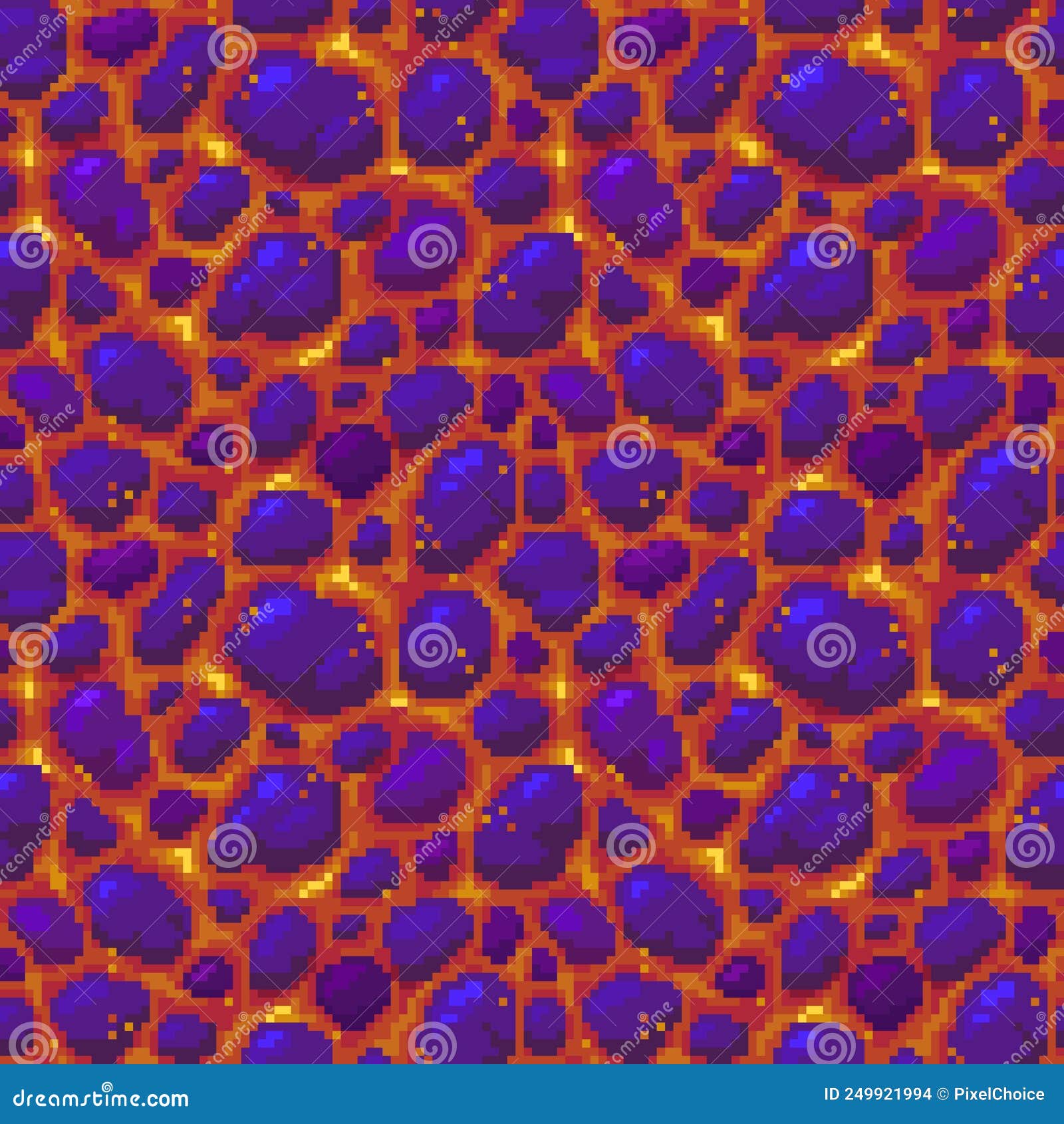 Pixel Art Lava Surface. Magma Texture Seamless Tile Backdrop Stock ...