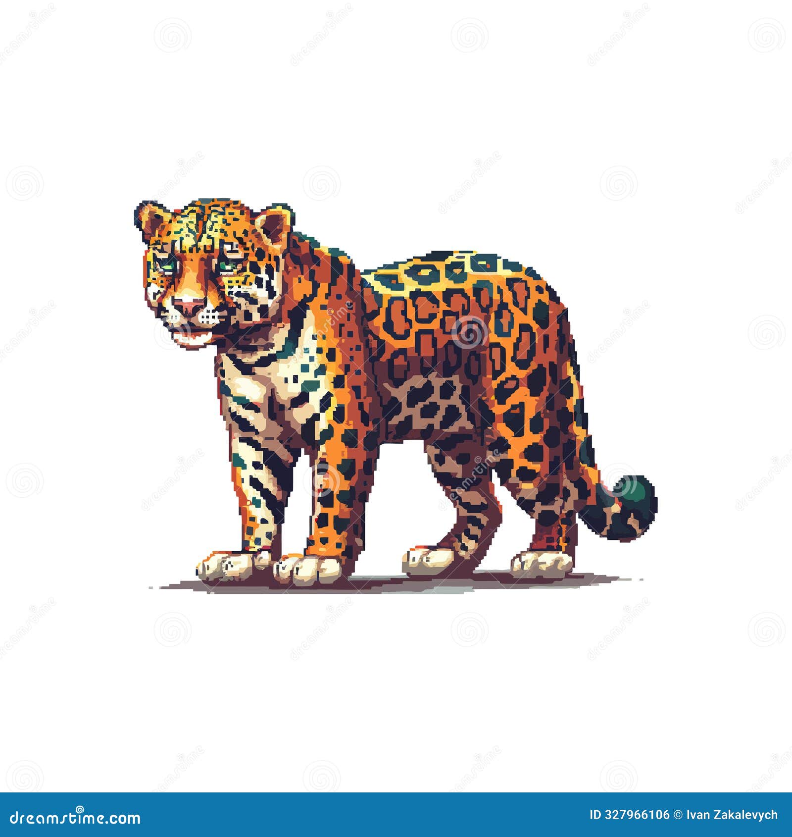 Pixel Art Leopard At Night: Full Moon Over Serene African Savanna ...