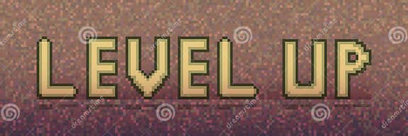 Pixel Art Level Up Text. 8bit Icon. Vector Background Stock Vector ...