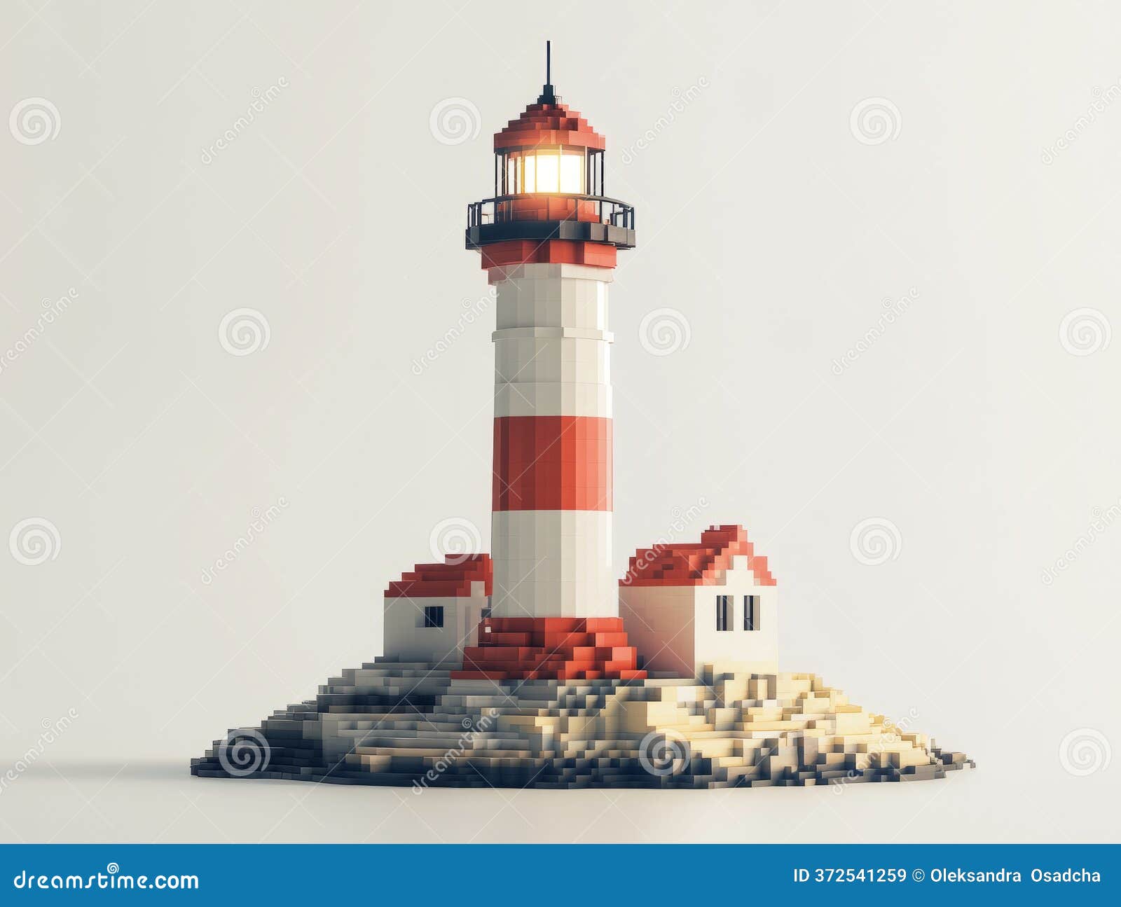 Pixel Art Lighthouse In A Minimalist Design. Royalty-Free Stock ...