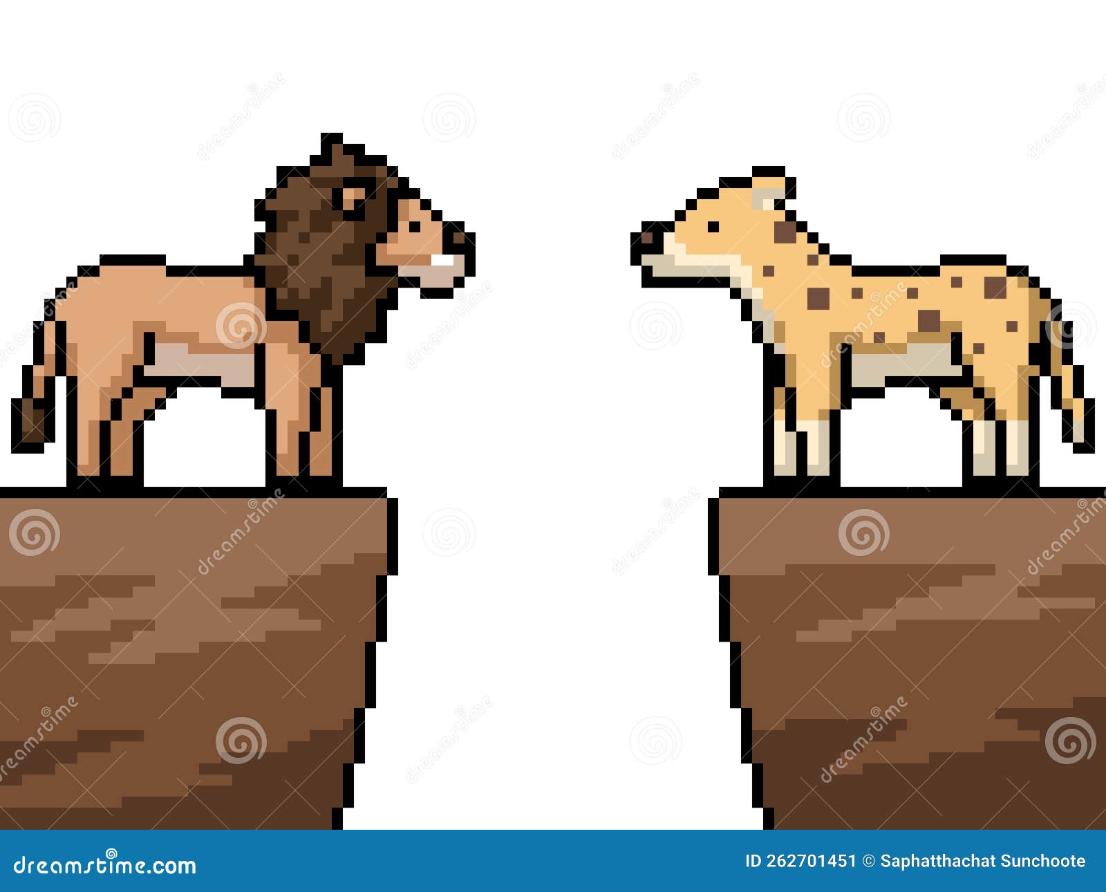 Pixel Art Leopard At Night: Full Moon Over Serene African Savanna ...