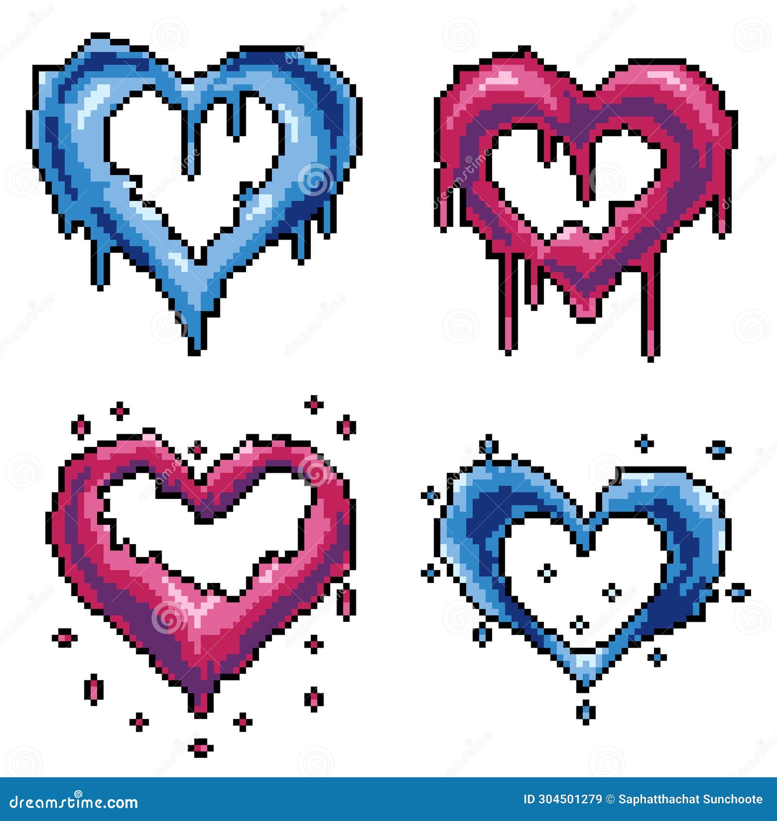 Pixel Art Liquid Heart Symbol Stock Vector - Illustration of pixel ...