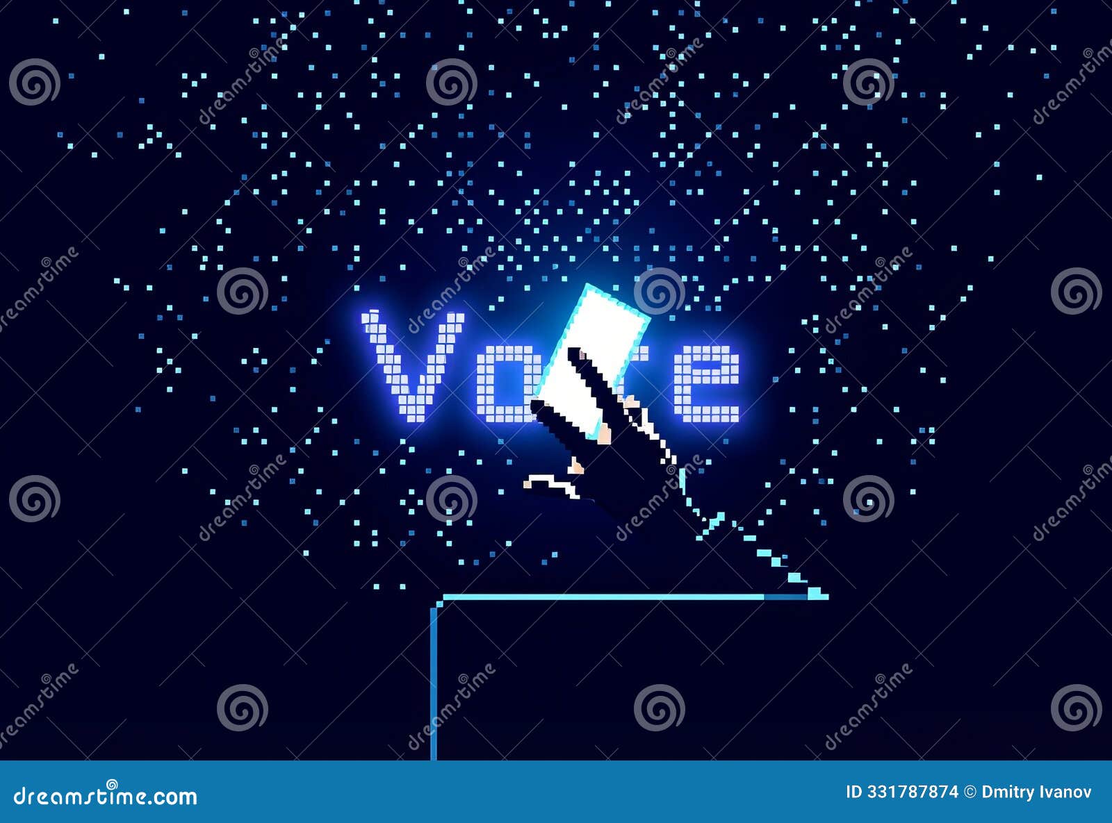 Pixel Art Luminogram Glowing Vote a Pixel Art Depictio Stock ...