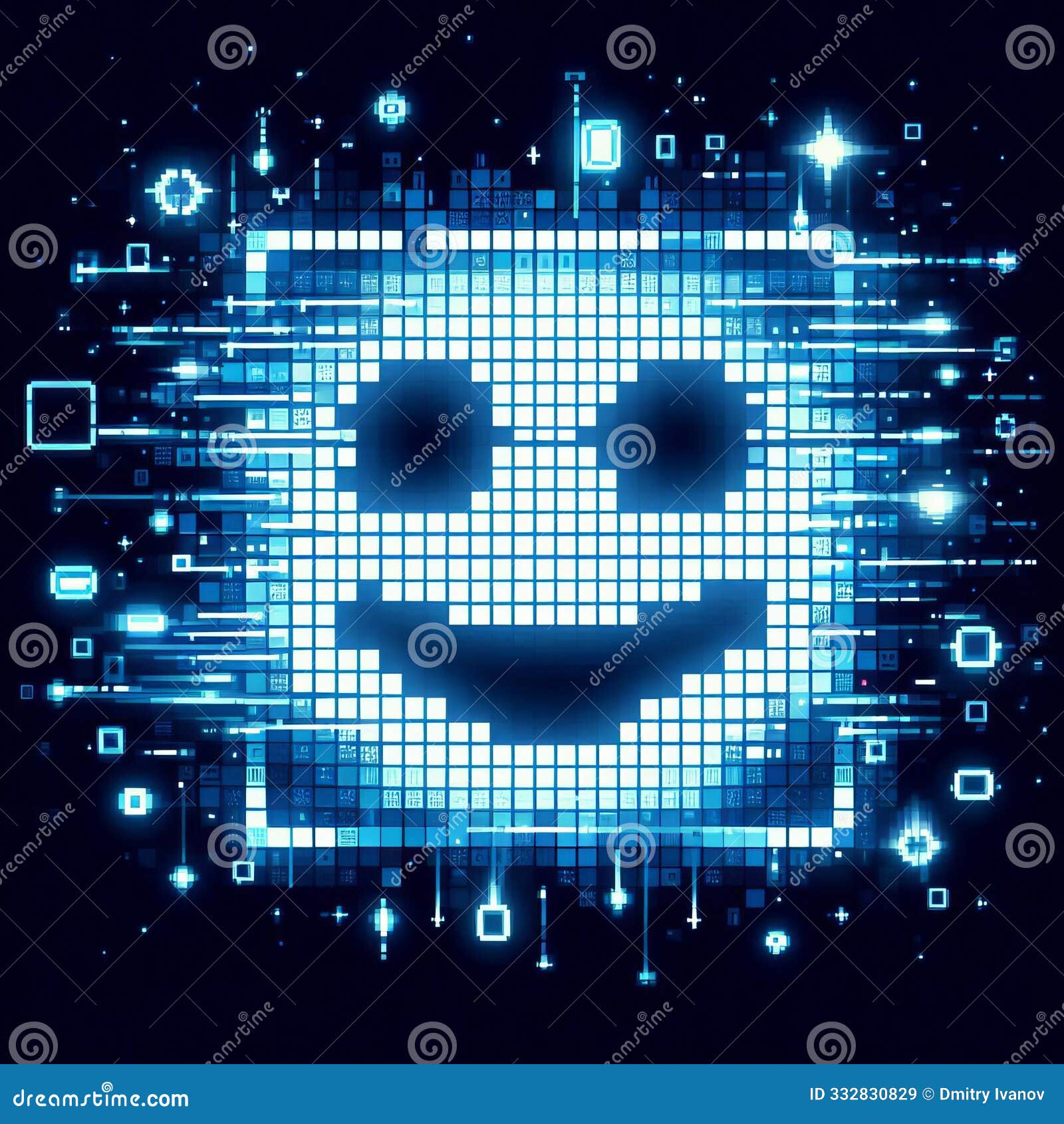 38 Pixel Art Luminogram a Pixelated Image of a Smiling Stock Image ...
