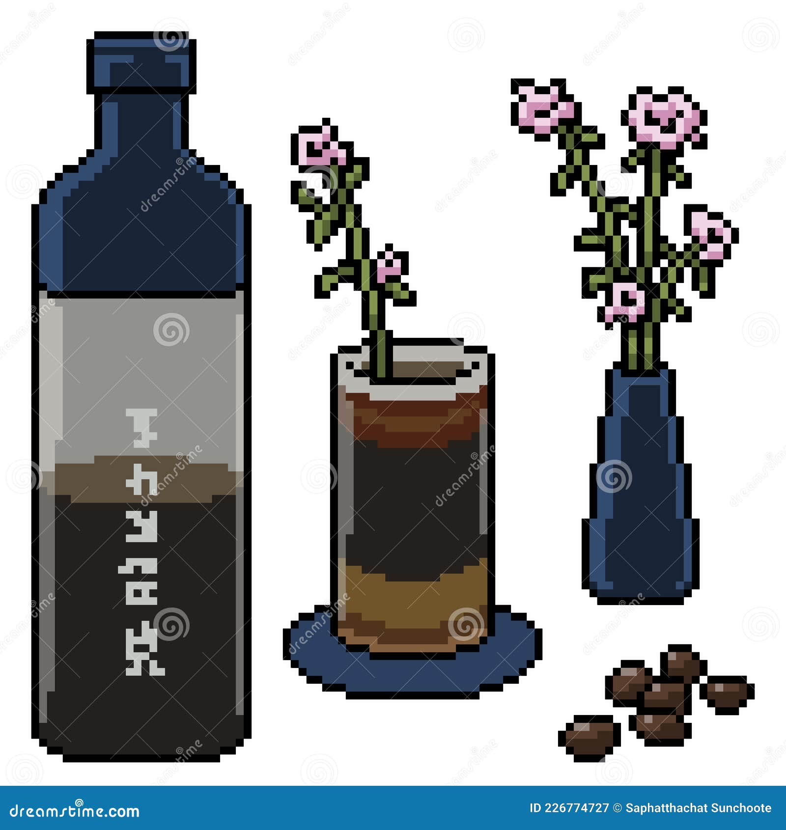 Pixel art luxury drink set stock vector. Illustration of pixel - 226774727