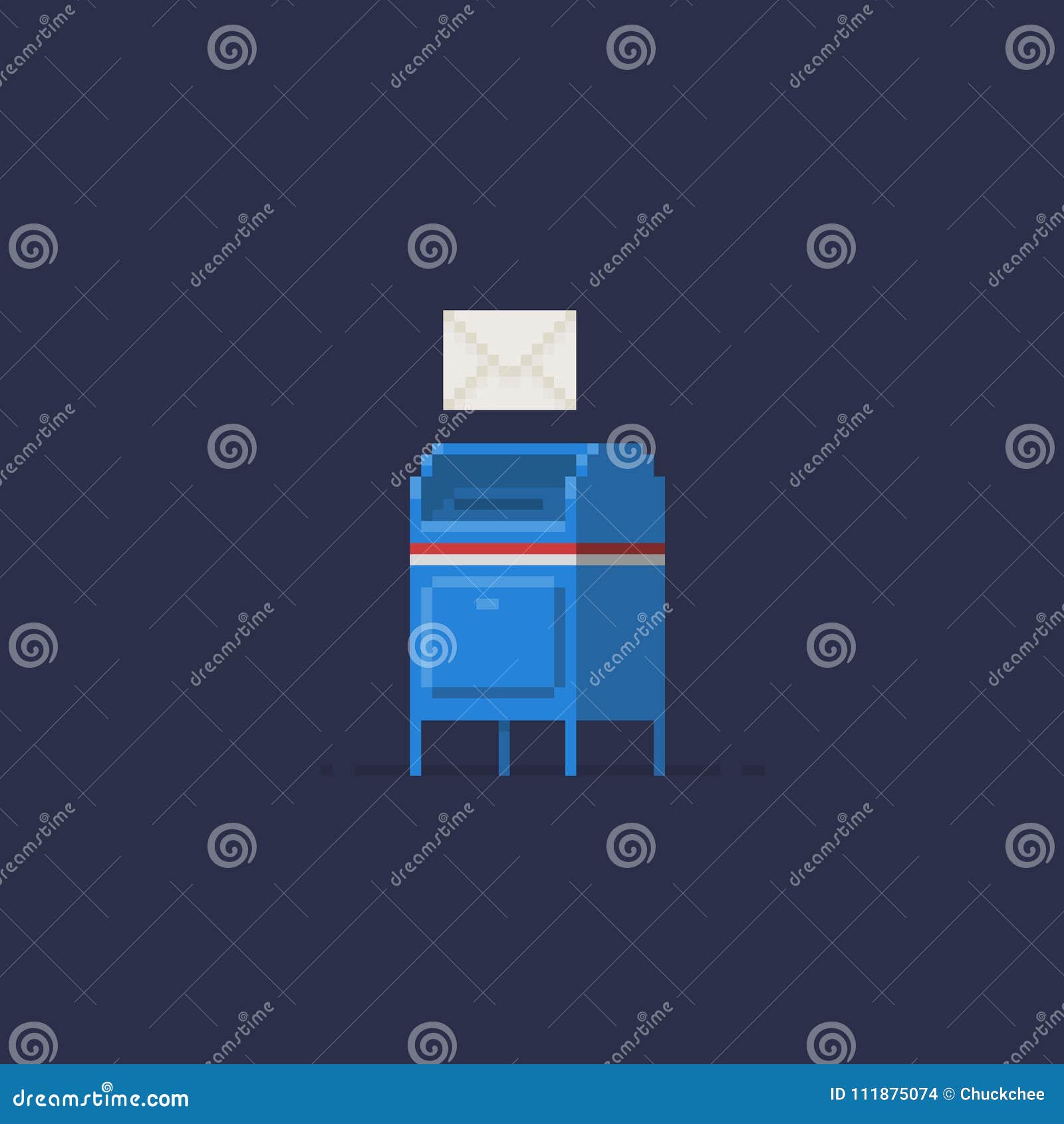 Pixel Art Mailbox With Letter Game Asset Design Cartoon Vector ...