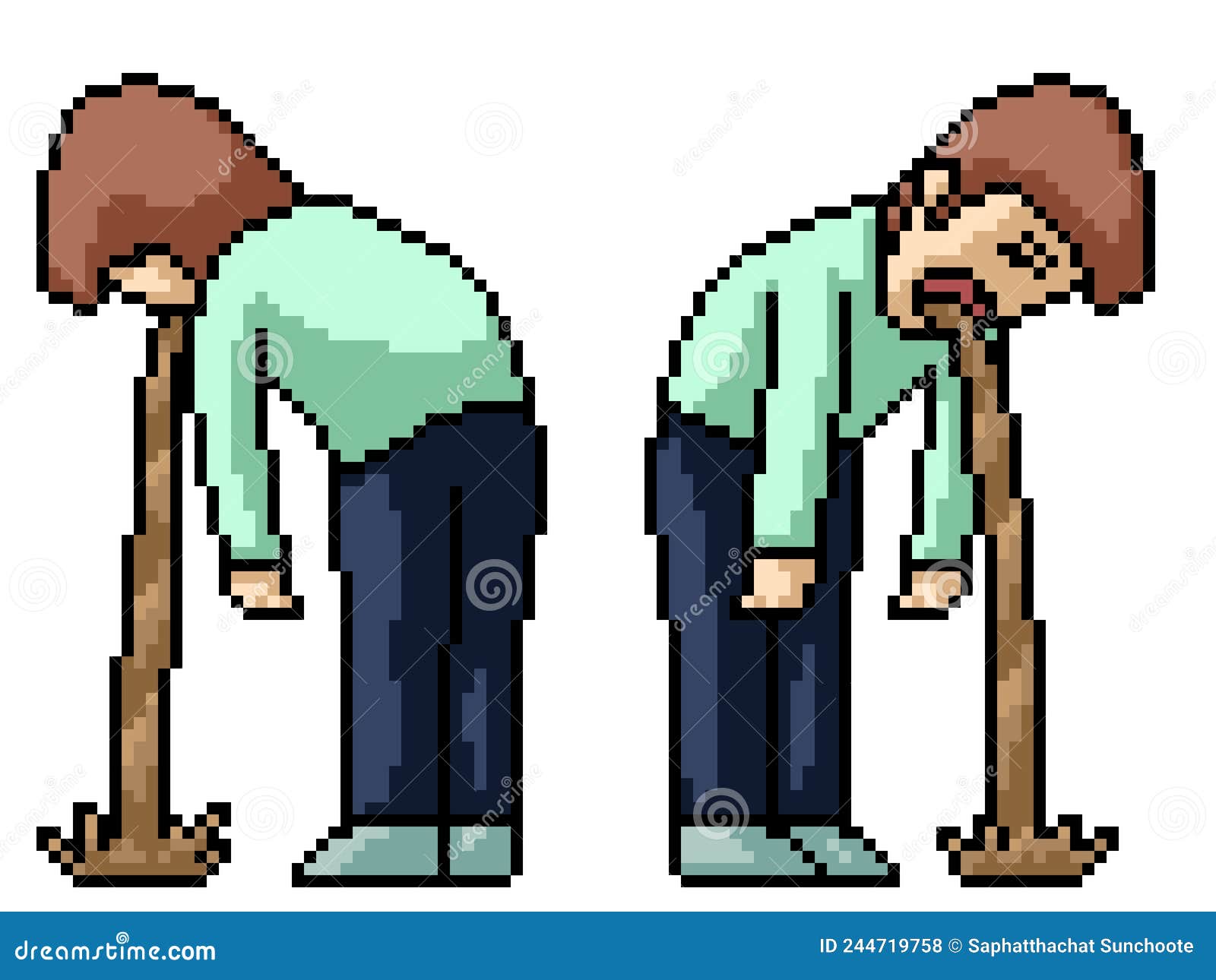 Pixel art man drunk puke stock vector. Illustration of pixel - 244719758