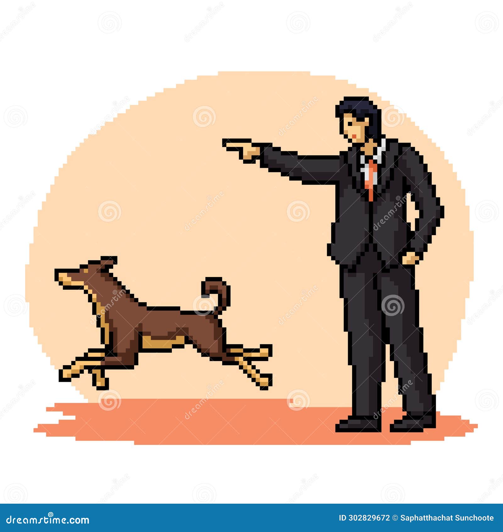 Pixel art man order dog stock vector. Illustration of boss - 302829672
