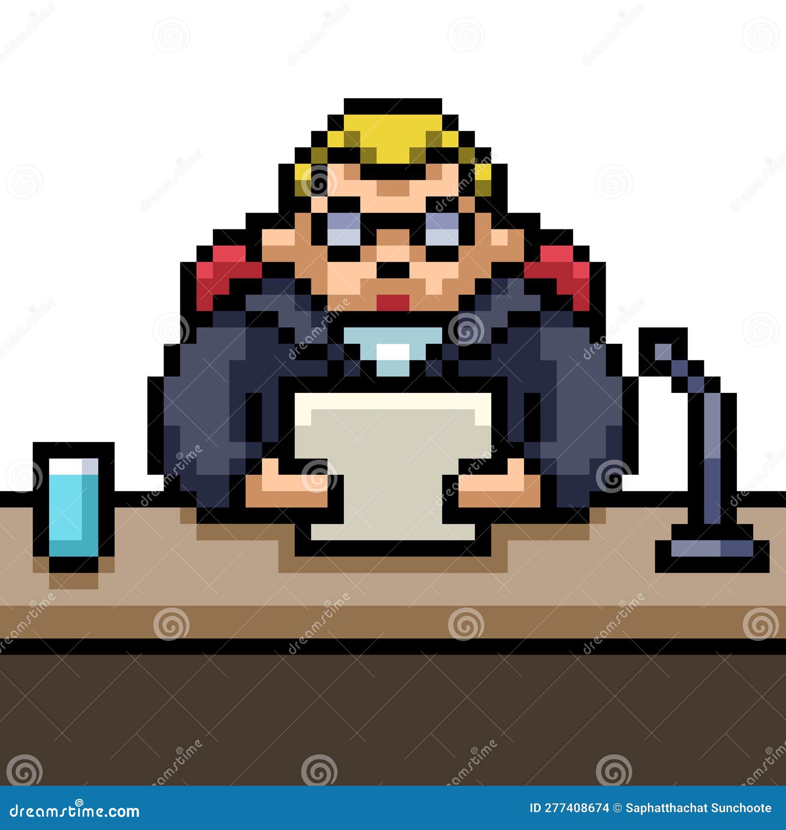 Pixel art man read report stock vector. Illustration of paper - 277408674