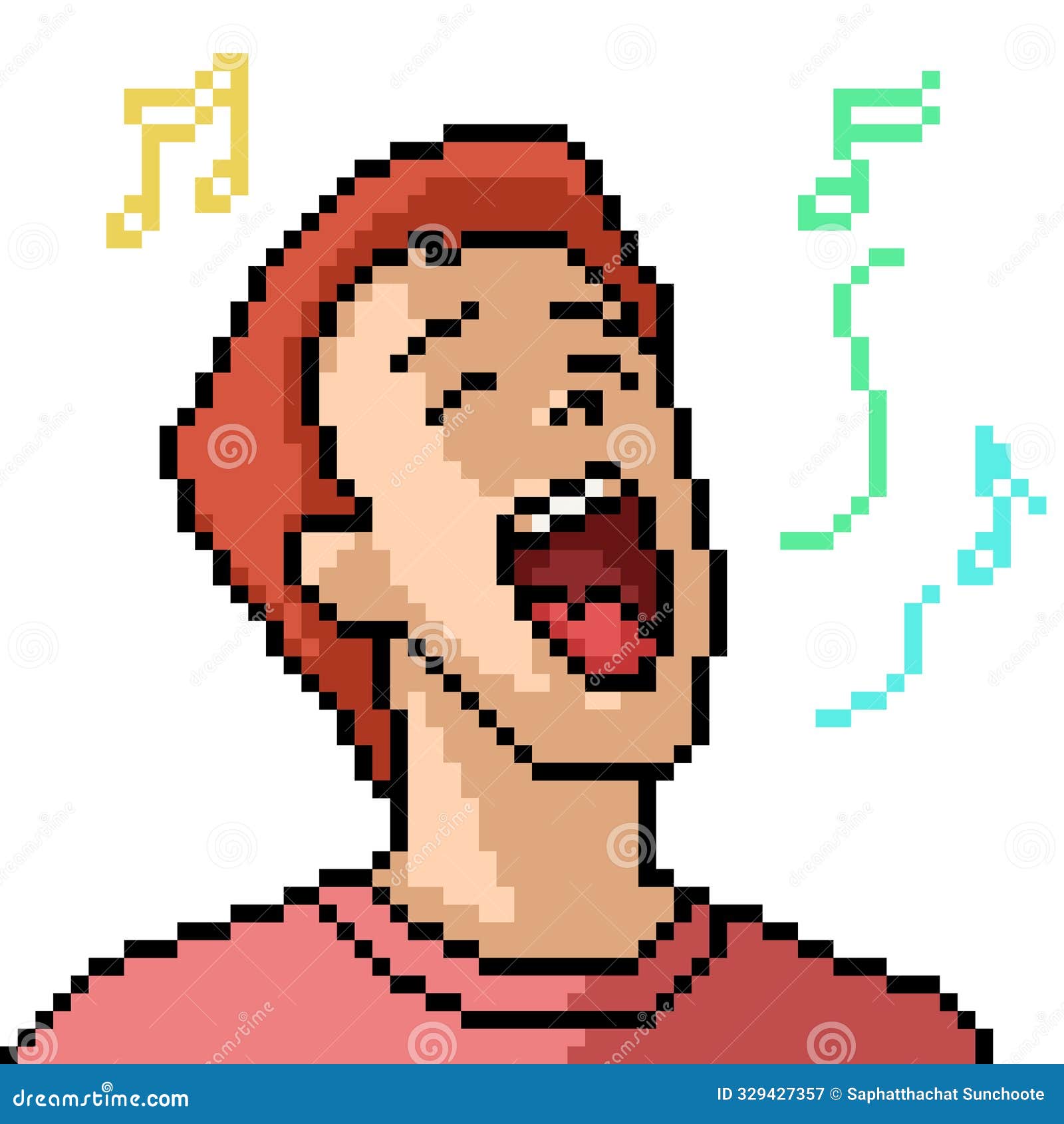 Pixel art of man sing song stock vector. Illustration of music - 329427357