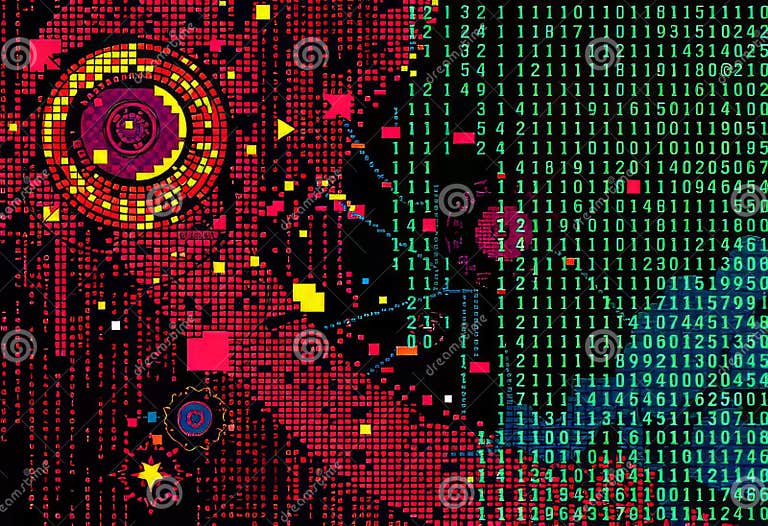 Pixel Art Matrix Code Pixelated Designs Interspersed W Stock ... Pixel Art Matrix Code Pixelated Designs Interspersed W Stock ...