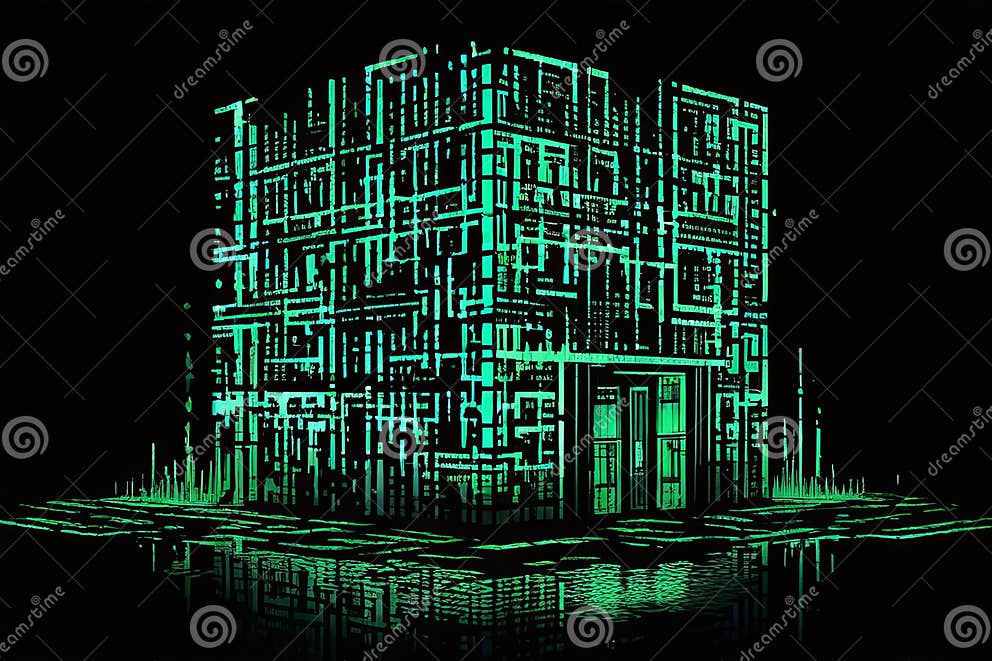 Pixel Art Matrix Code a Pixelated School Building Dissolving Int Stock Photo - Image of matrix ...