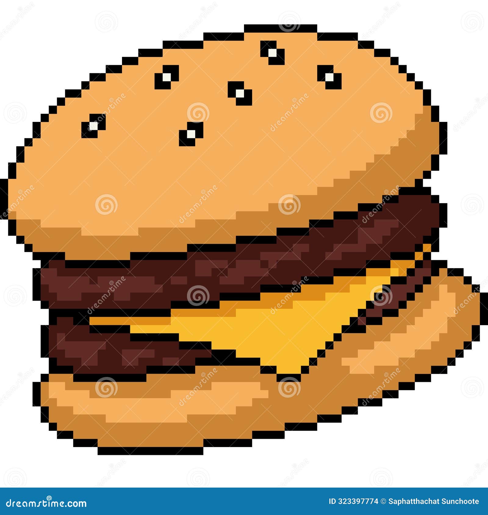 Pixel Art of Meat Burger Cheese Stock Vector - Illustration of beef ...