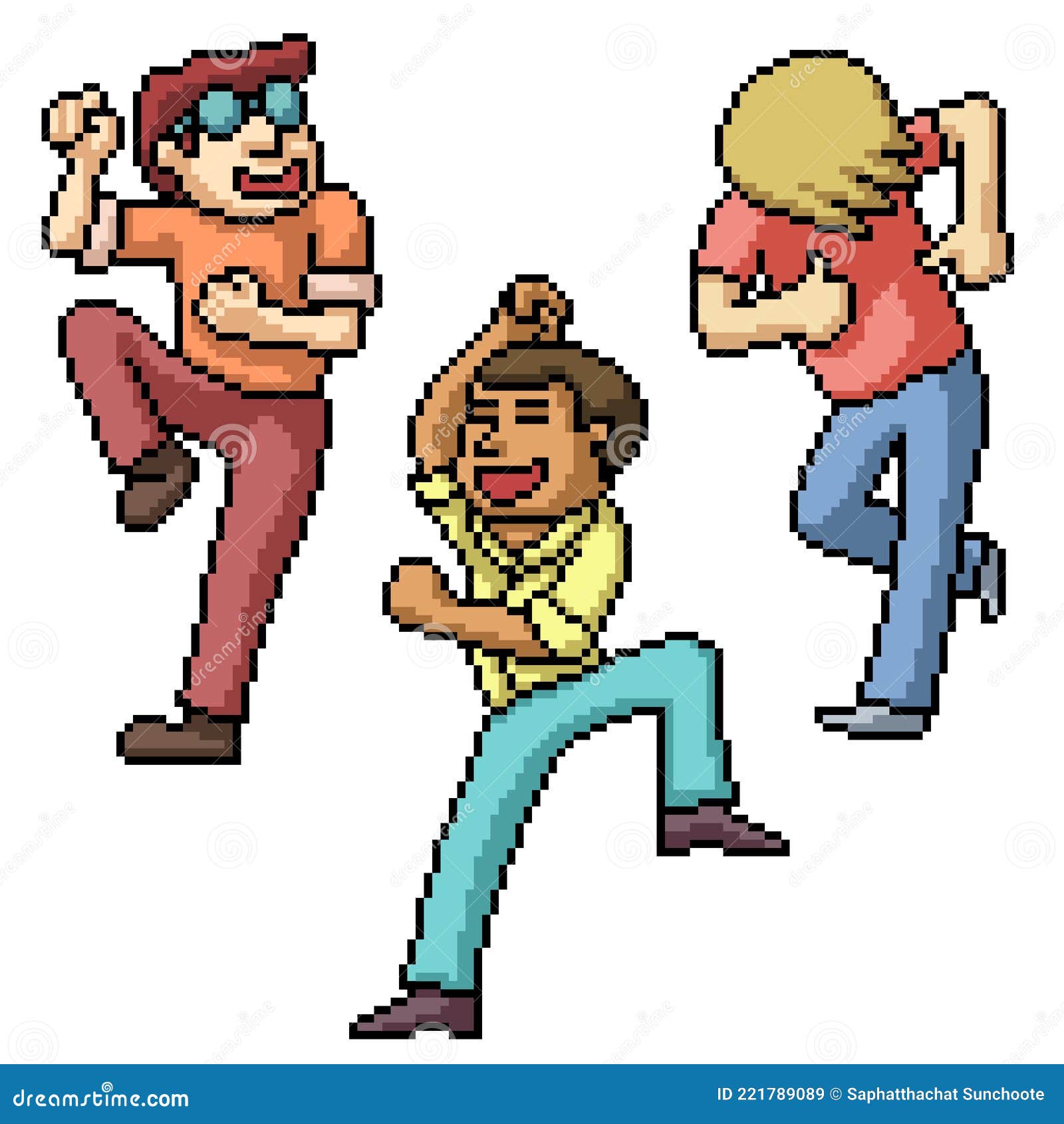 Pixel Art Men Happy Dancing Stock Vector - Illustration of vector ...