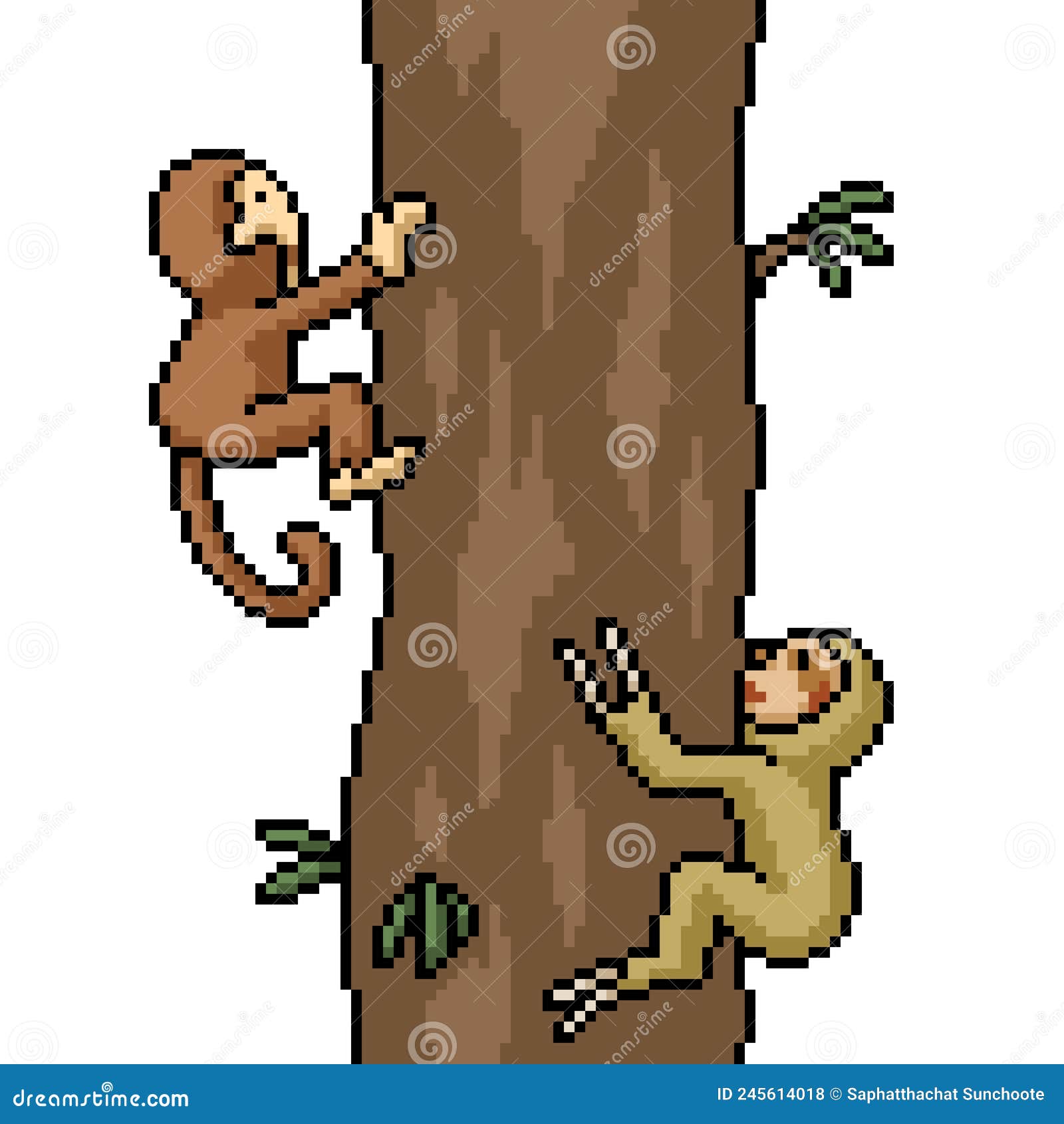 Pixel Art Monkey Sloth Race Stock Vector - Illustration of white, race ...