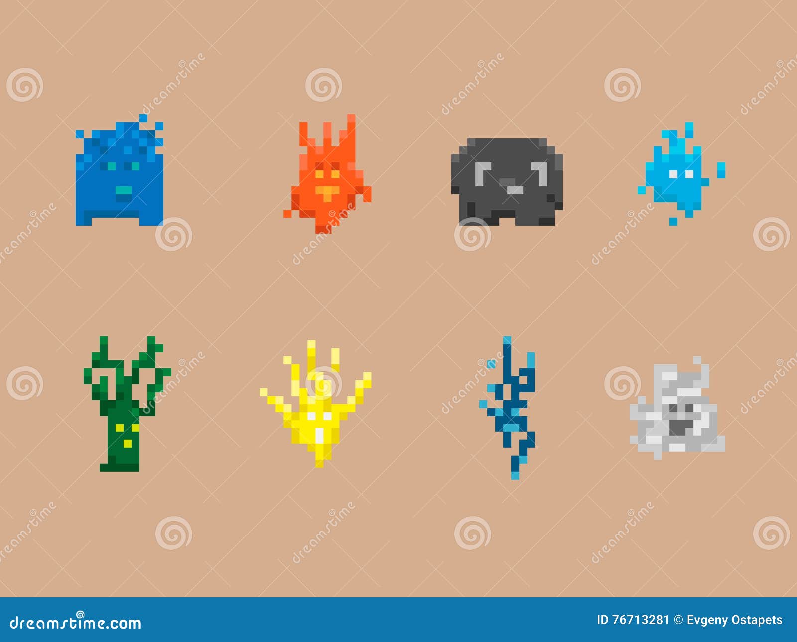Pixel Art Monster Collection Cartoon Vector | CartoonDealer.com #76713281