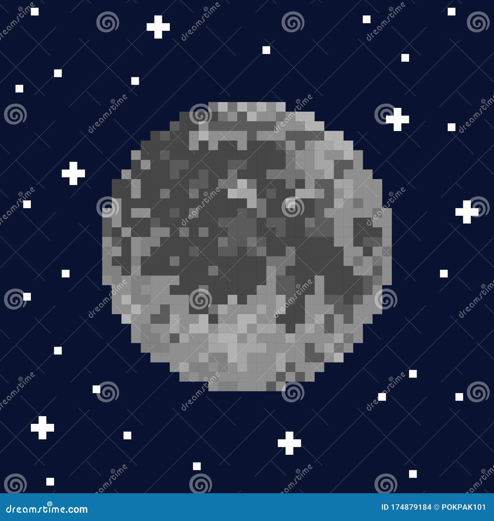 The Moon With A Pixel Diamond Texture. Cartoon Vector | CartoonDealer ...