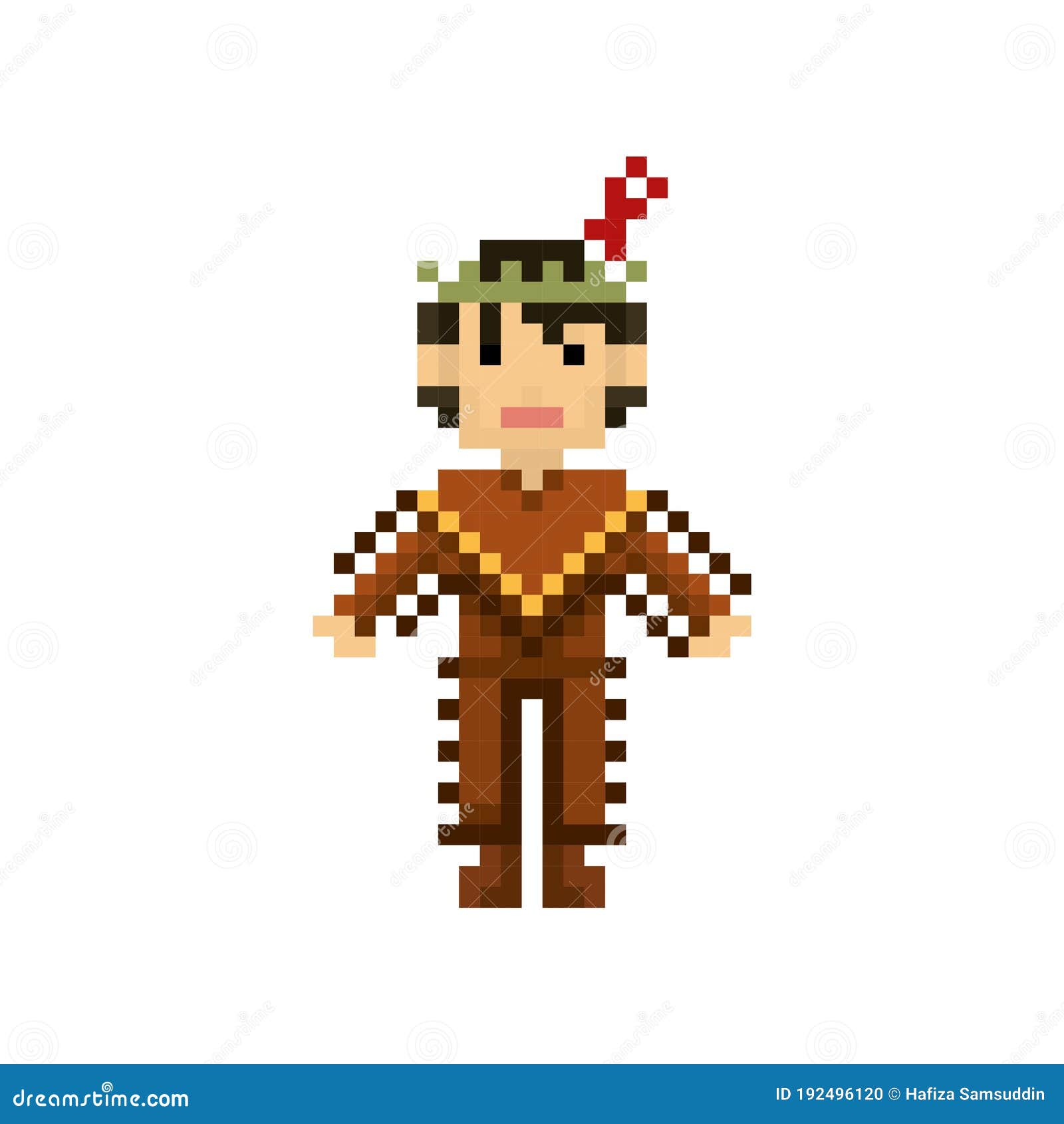 Pixel Art Native American Man. Vector Illustration Decorative Design ...