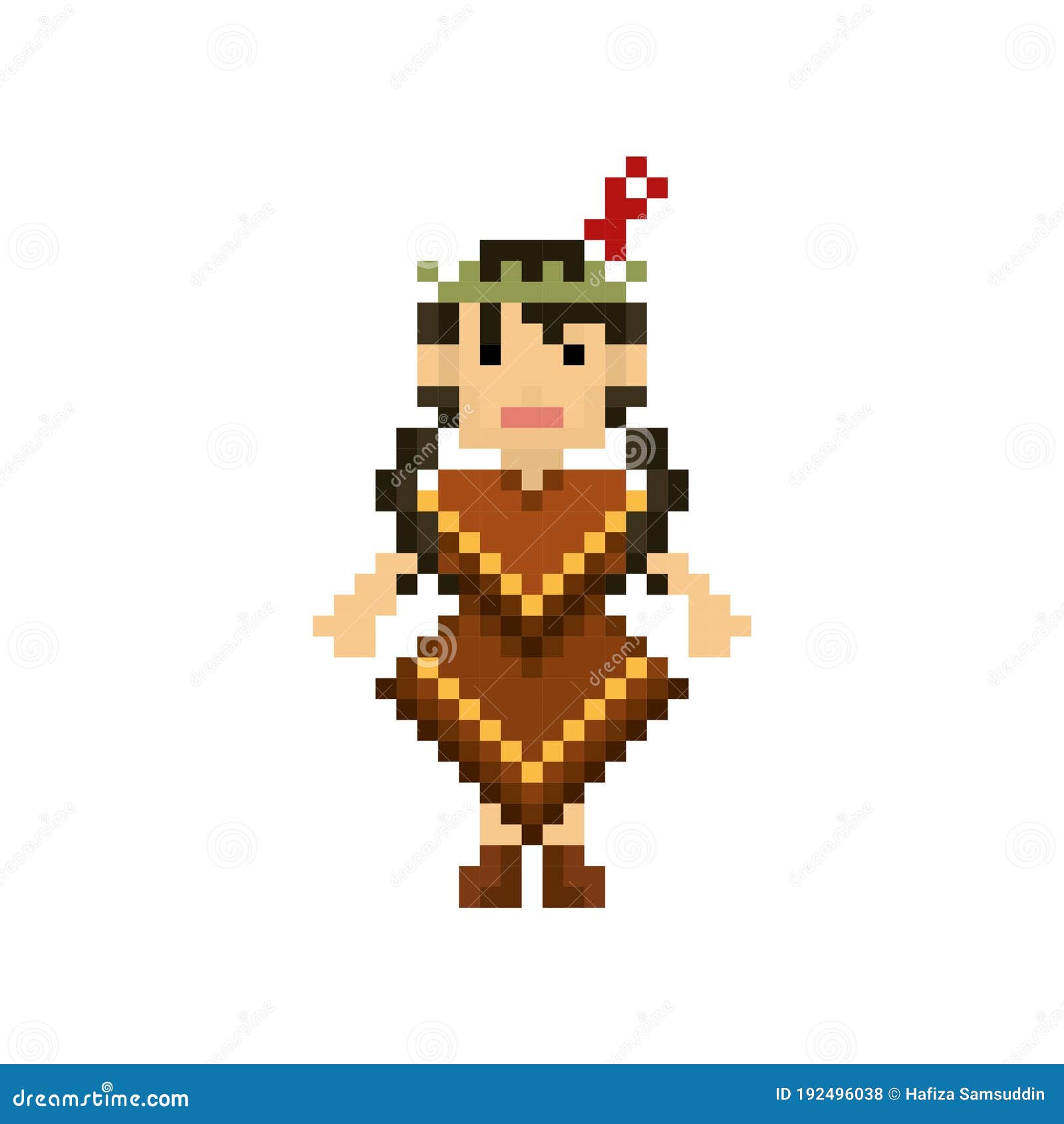 Pixel Art Native American Woman. Vector Illustration Decorative Design ...