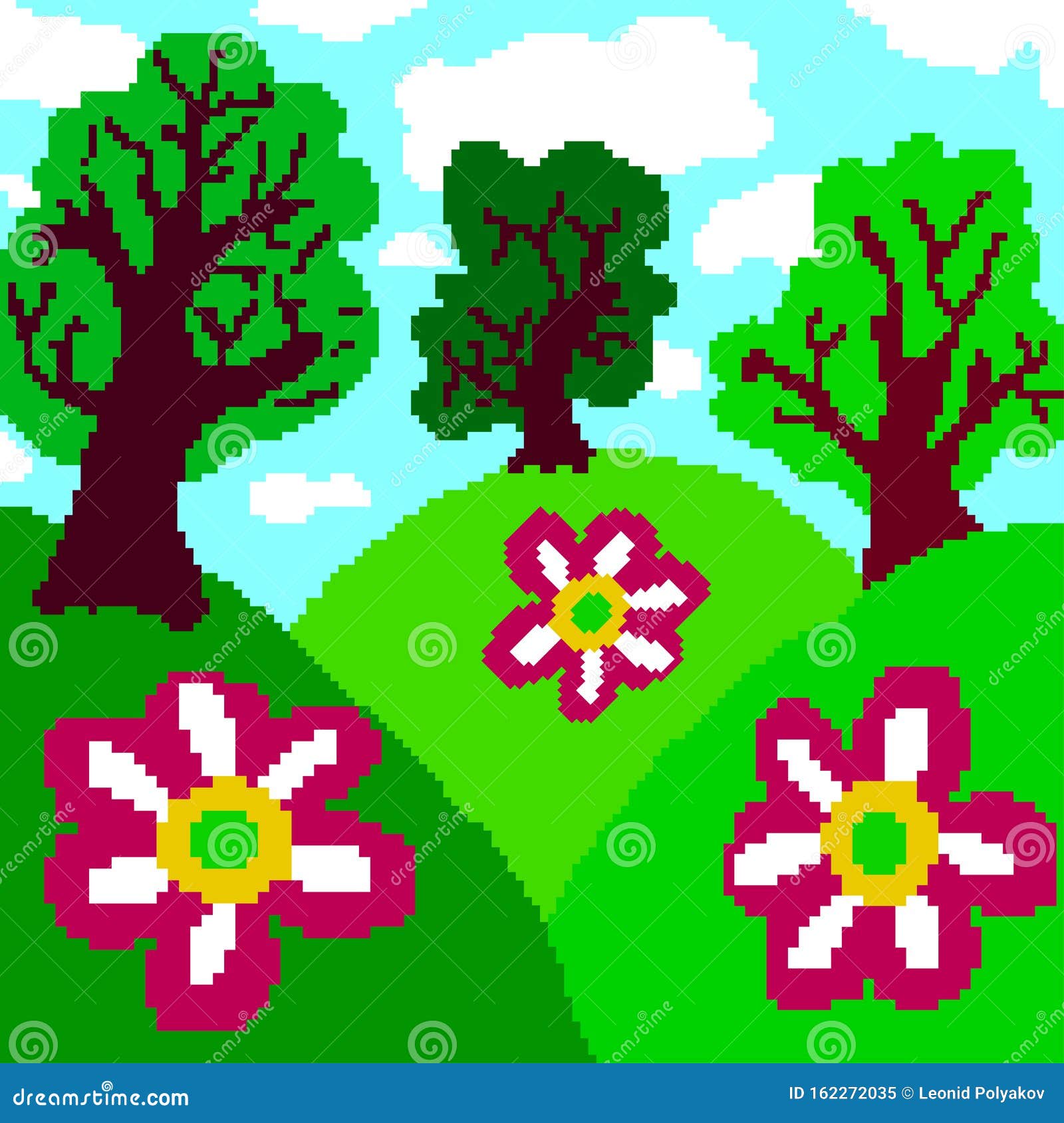 Pixel Art Nature Illustration Stock Illustration - Illustration of ...