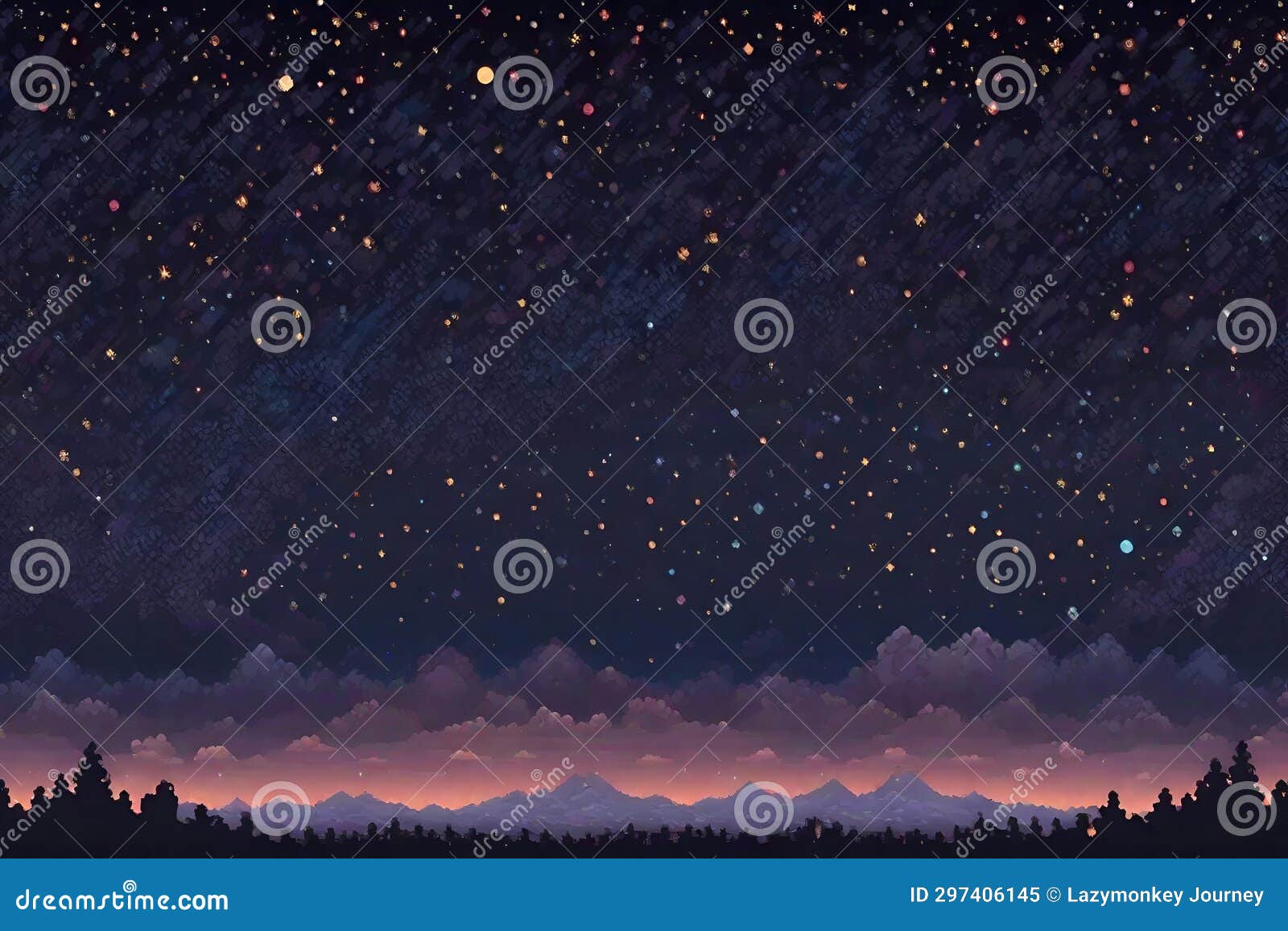 Pixel Art Night Starry Sky Background Royalty-Free Stock Photography ...