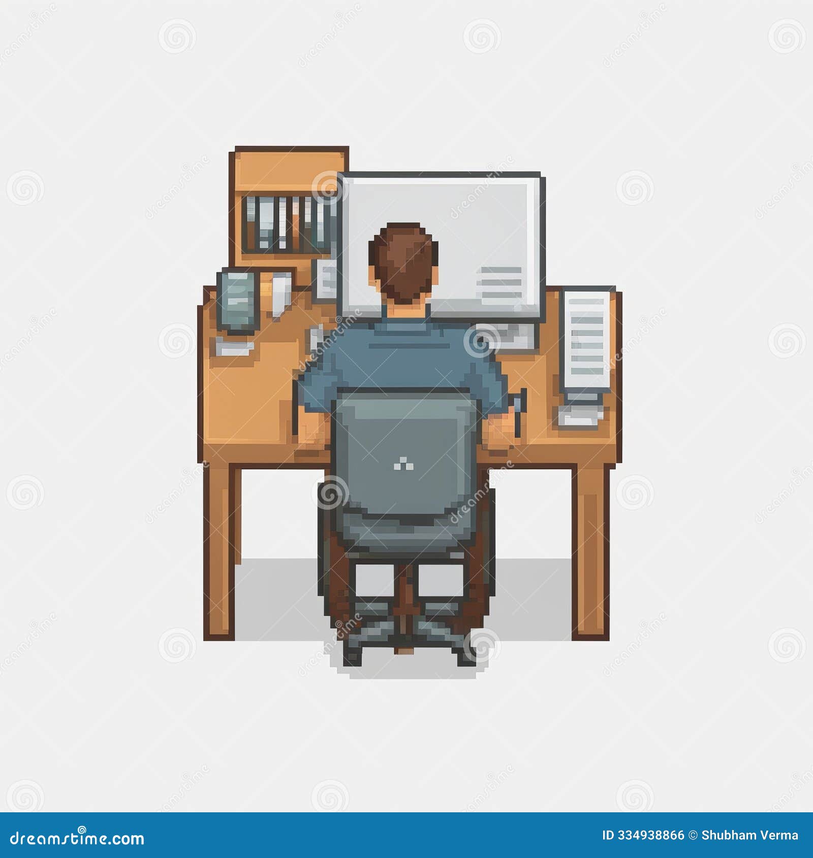 Pixel Art of Office Desk with Computer. Pixel Art of Office Desk with ...